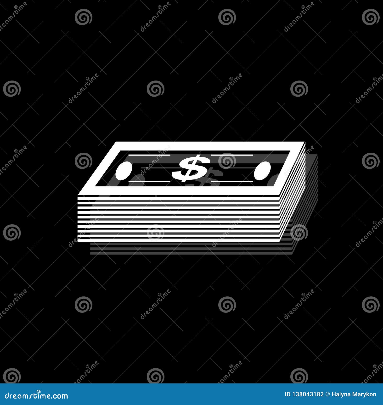 Bundle money icon flat stock illustration. Illustration of investment ...