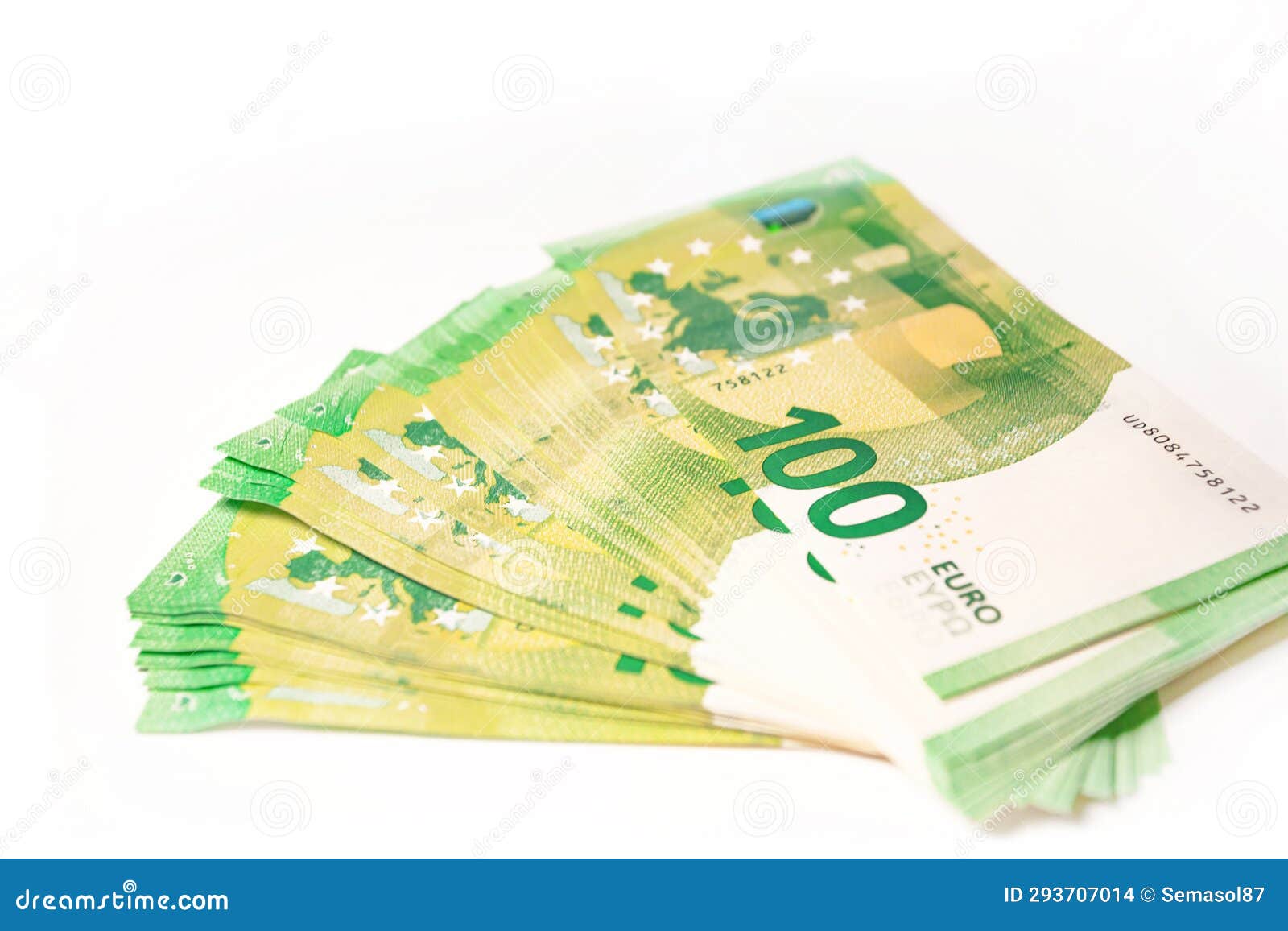 A Bundle of Money Stack of 100 Euro Banknotes Stock Photo - Image of ...