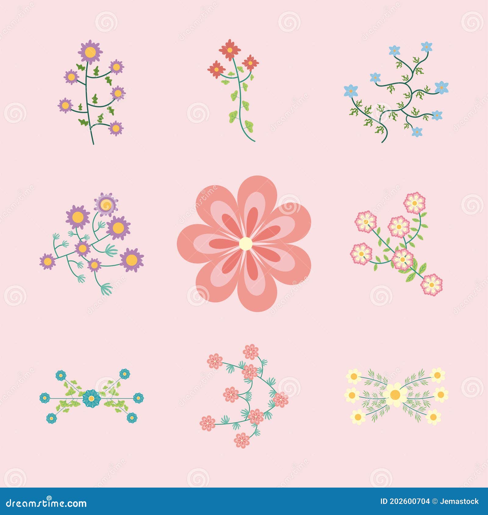 Nine Flowers Vector Illustration | CartoonDealer.com #14200768