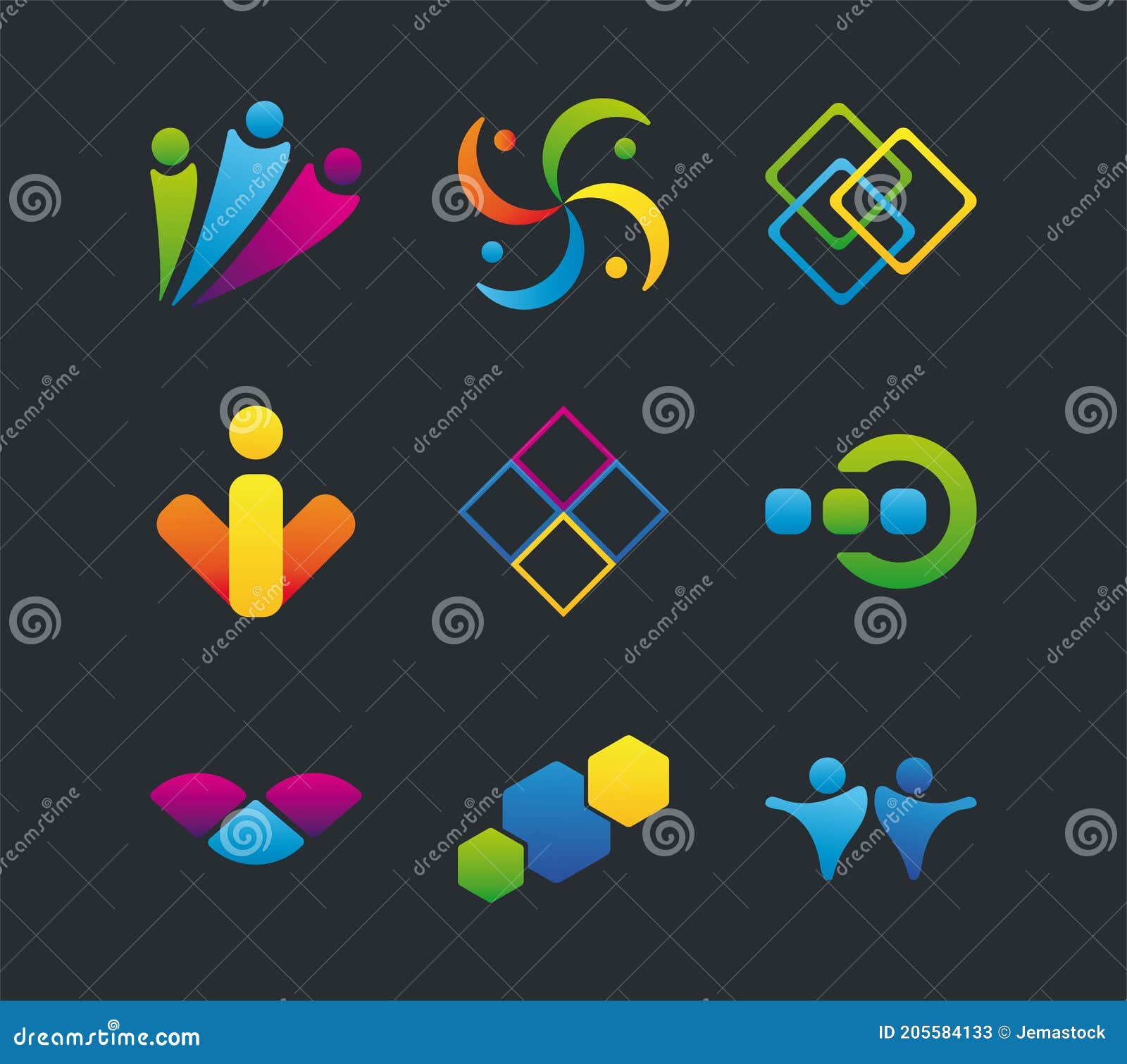 Bundle of Nine Logos Company Set Icons Stock Vector - Illustration of ...