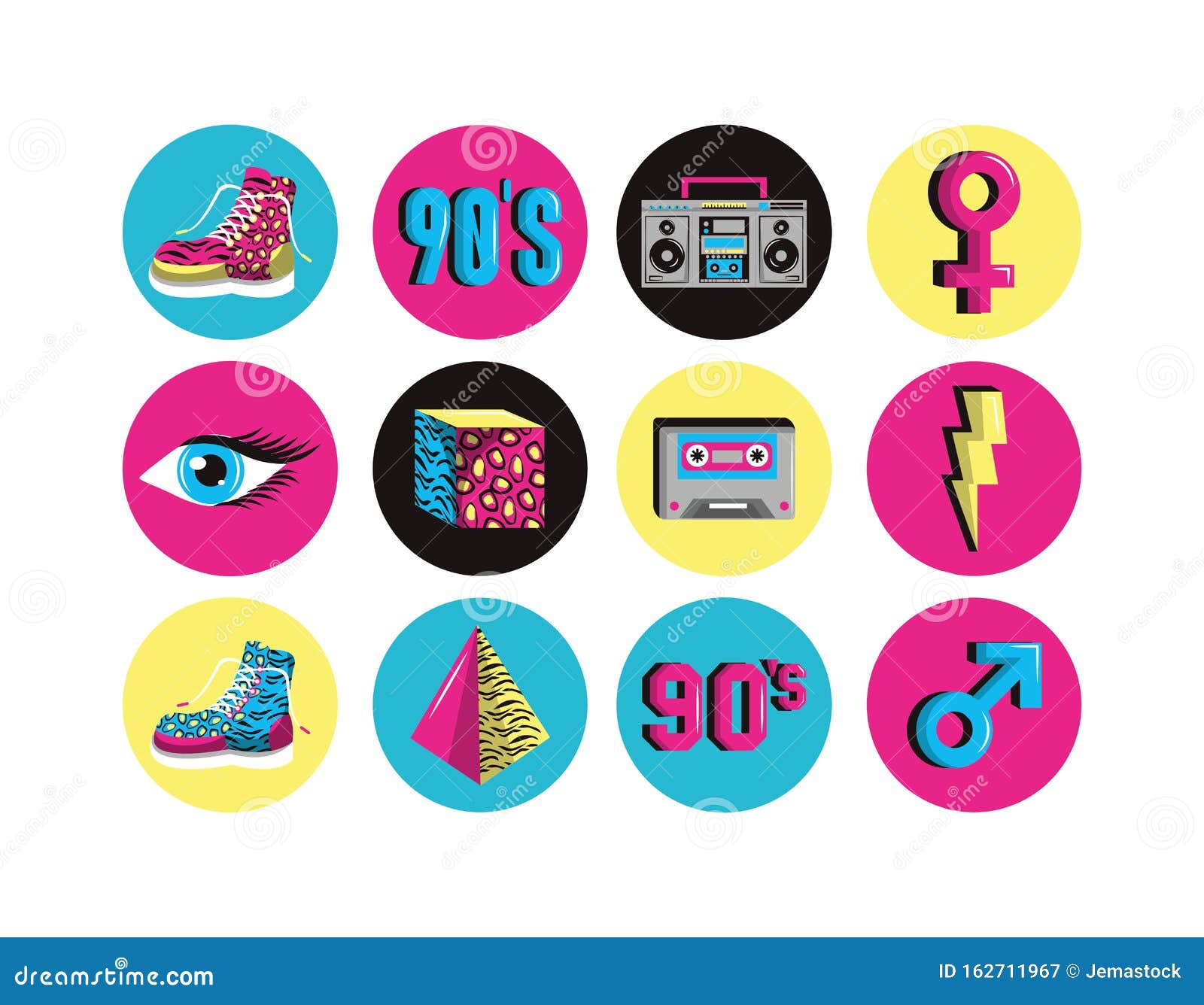 Bundle of Nineties Set Icons Stock Vector - Illustration of clipart ...