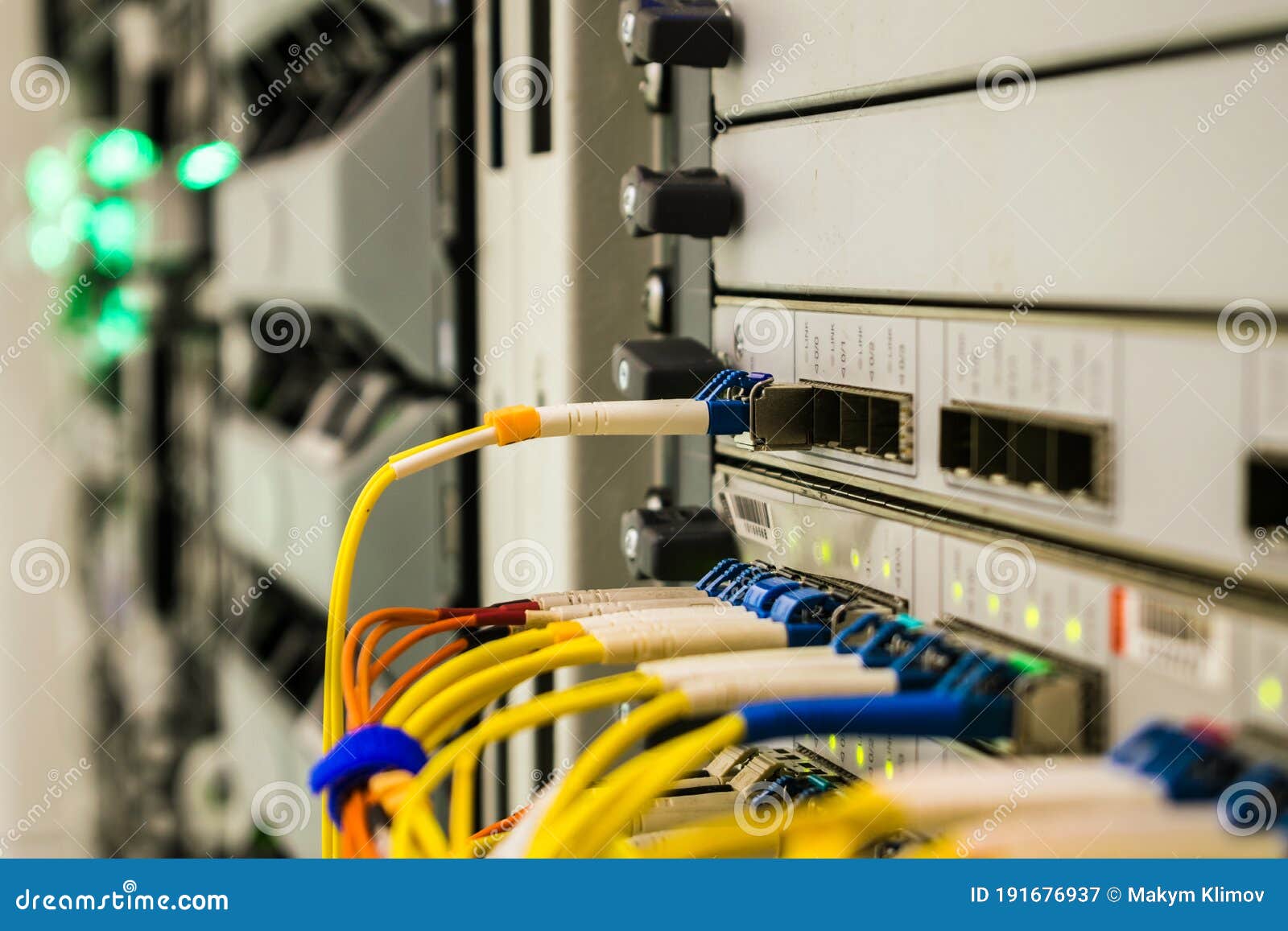 A Bundle of Optical Cables is Located in the Server Datacenter. the ...