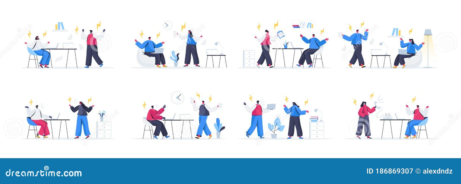Bundle of People Confrontation Scenes. Stock Vector - Illustration of ...