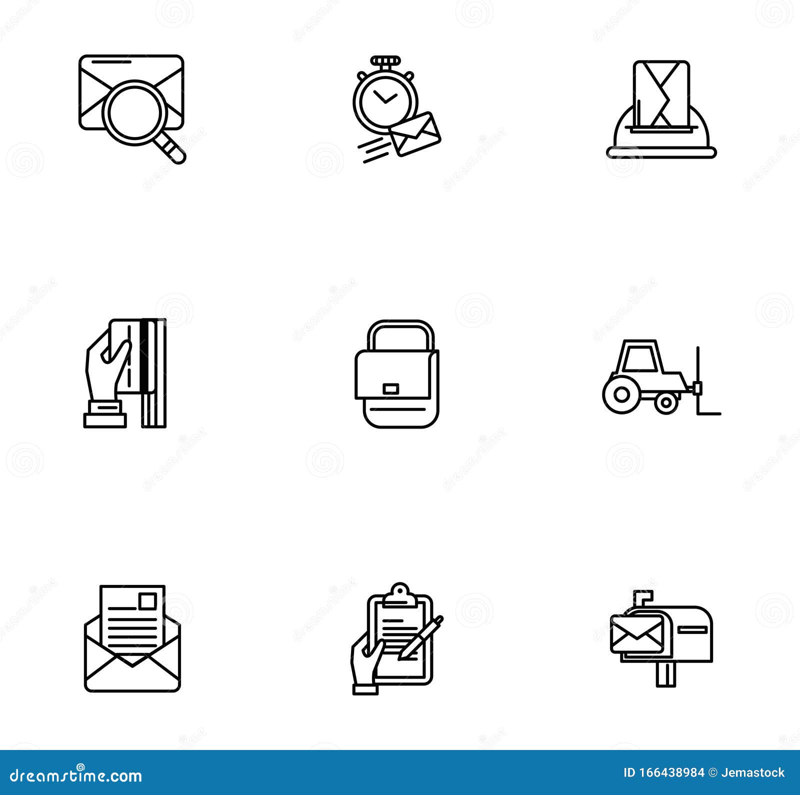 Bundle of Postal Service Icons Stock Vector - Illustration of ...