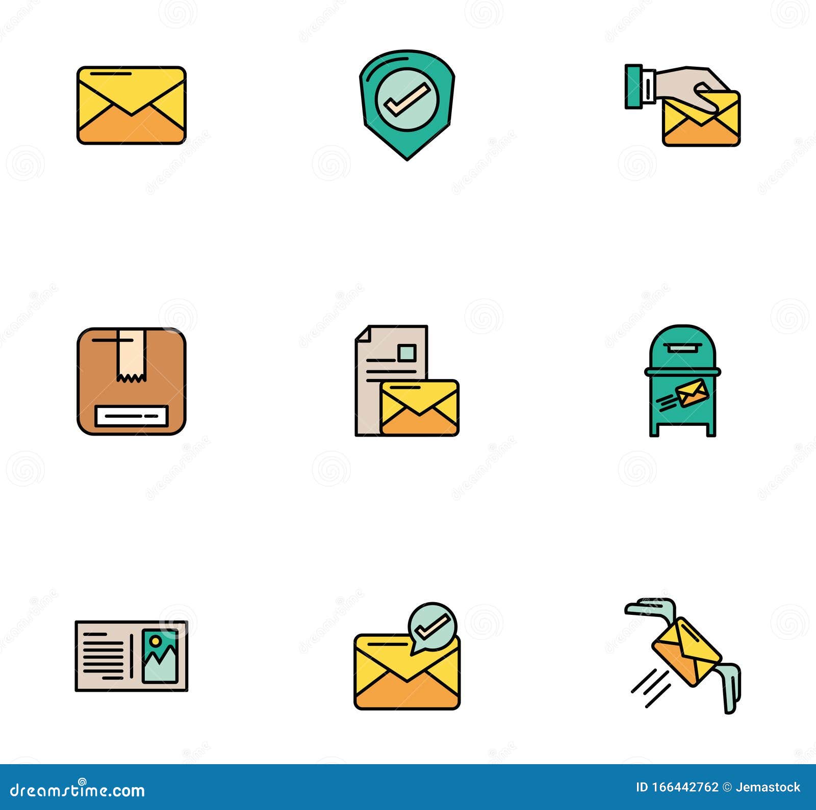 Bundle of Postal Service Icons Stock Vector - Illustration of package ...