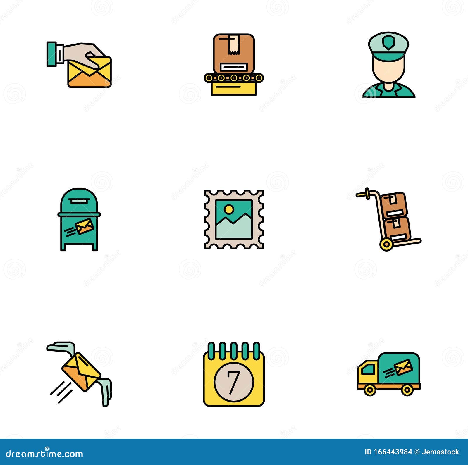 Bundle of Postal Service Icons Stock Vector - Illustration of send ...