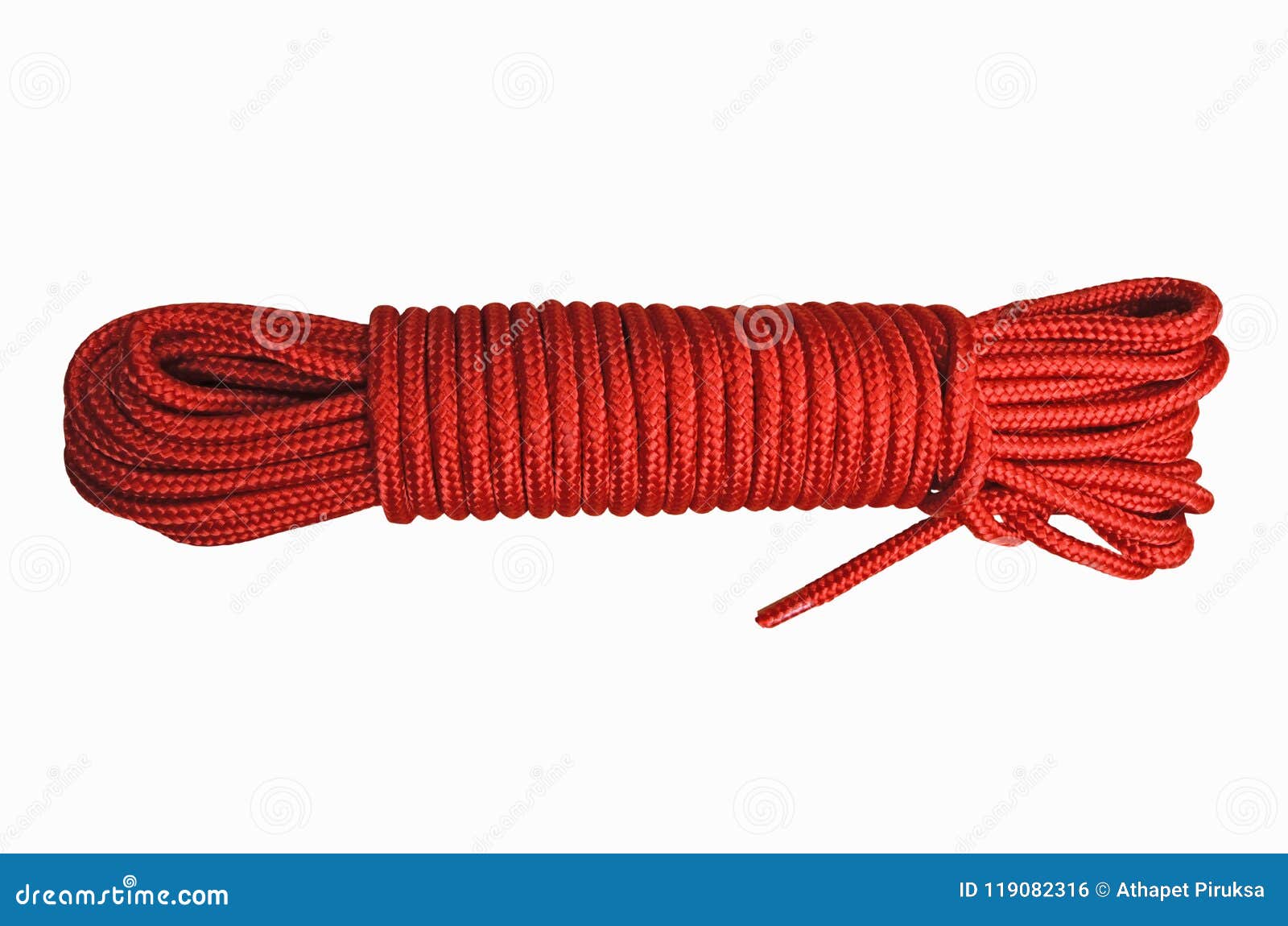 Bundle of Red Nylon Rope on White Background Stock Photo - Image of ...