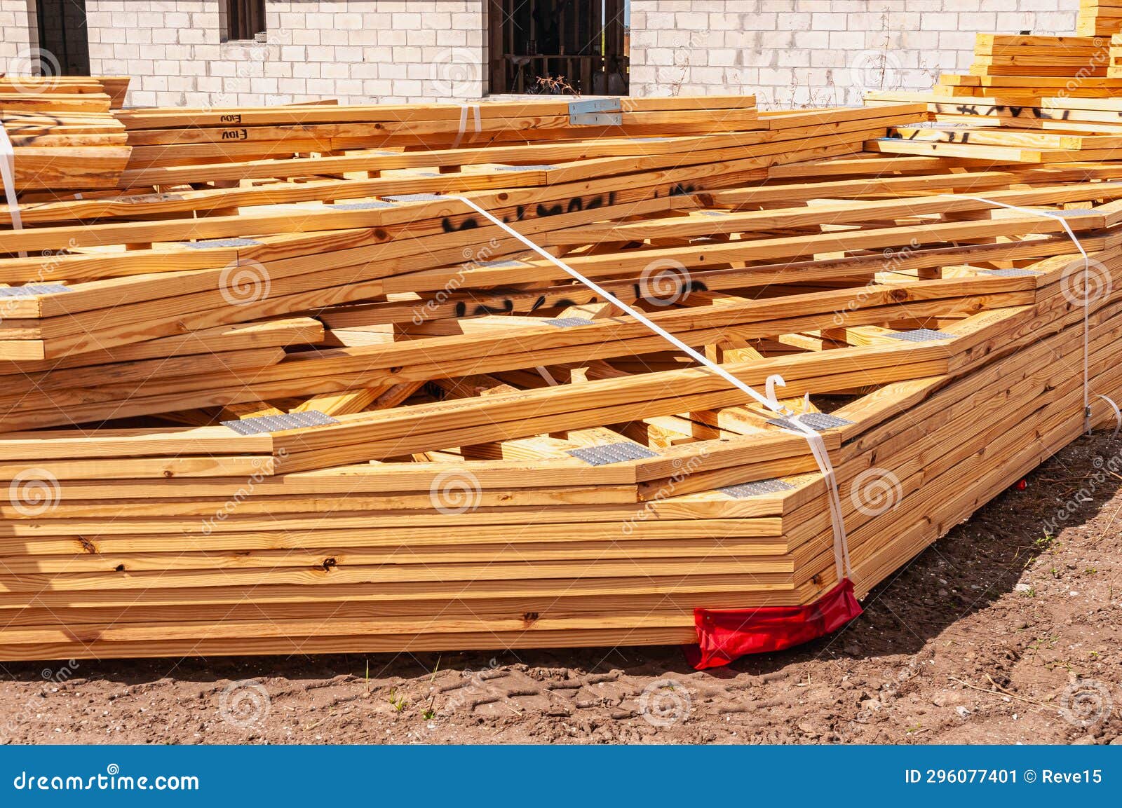 Bundle of Roof Trusses, for Single House, on Ground Stock Image - Image ...