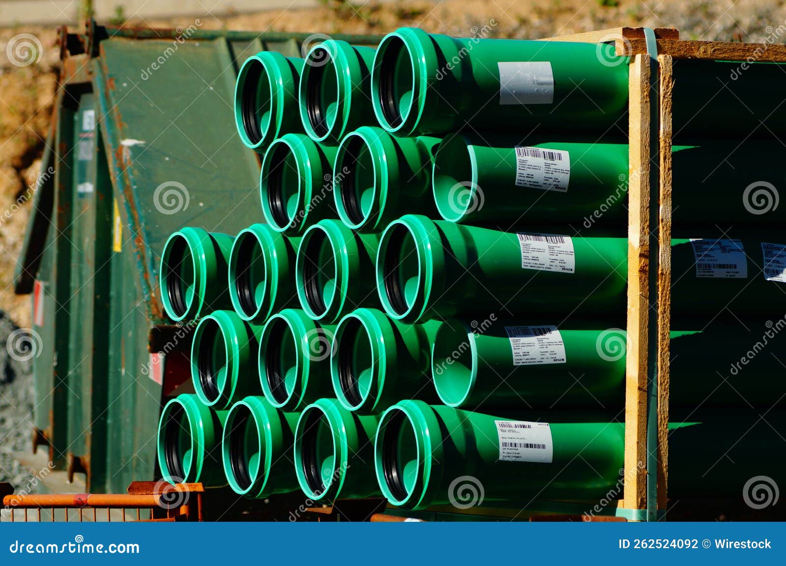 A Bundle of Drain Pipes at a Construction Site Stock Photo - Image of ...