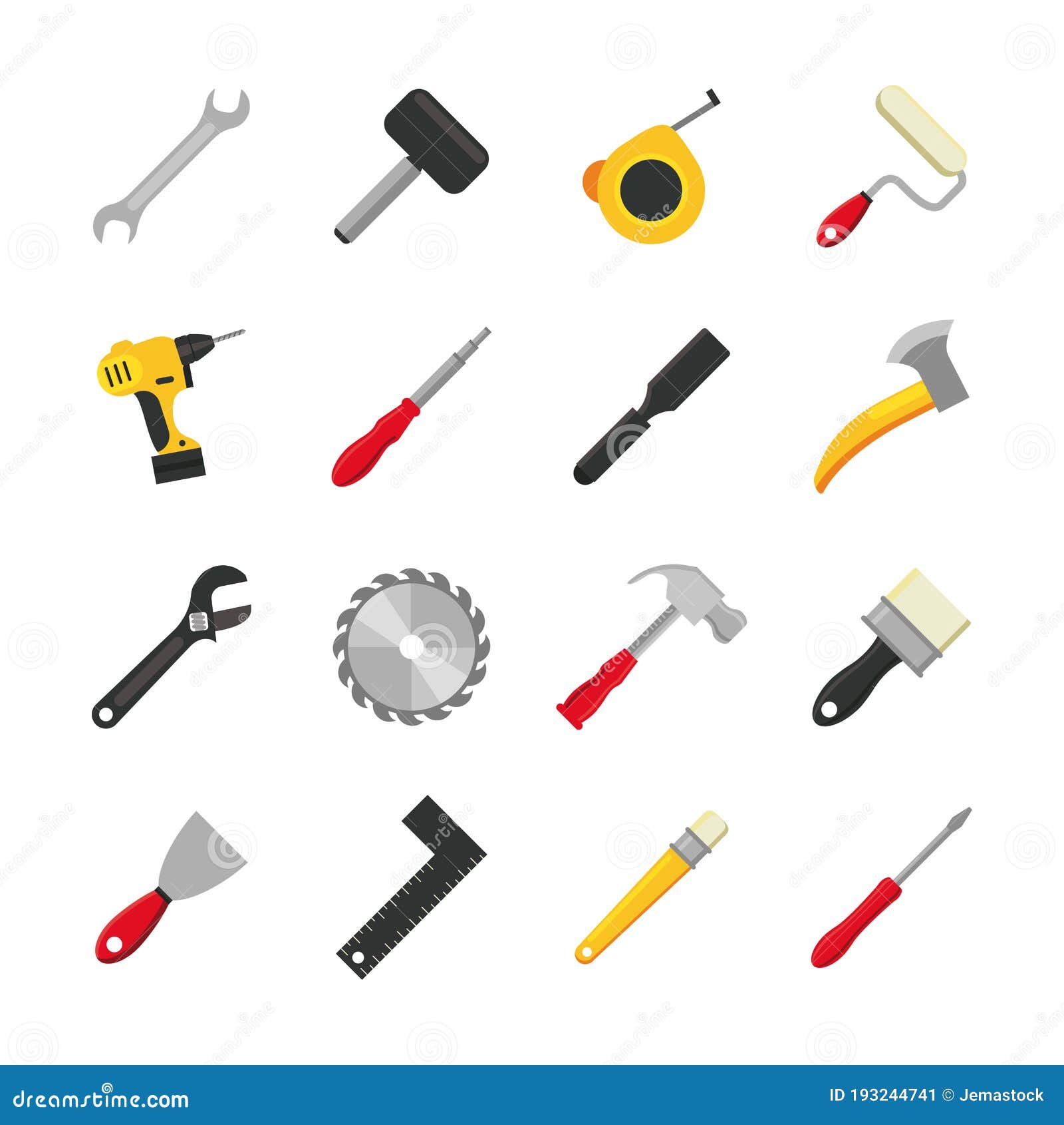 Bundle of Sixteen Tools Set Collection Icons Stock Vector ...