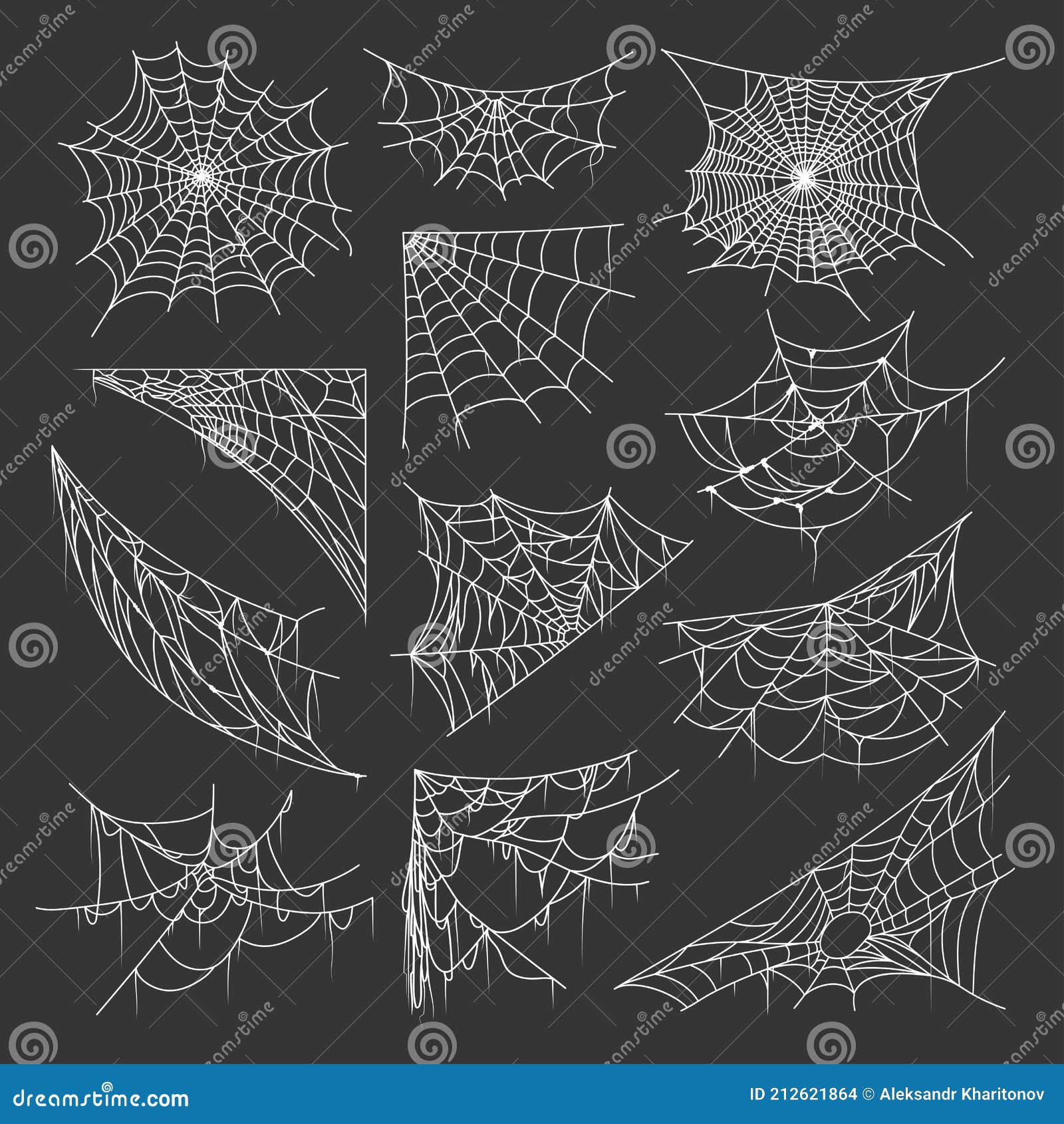 Bundle of Spider Webs or Cobwebs of Different Shapes Stock Vector ...