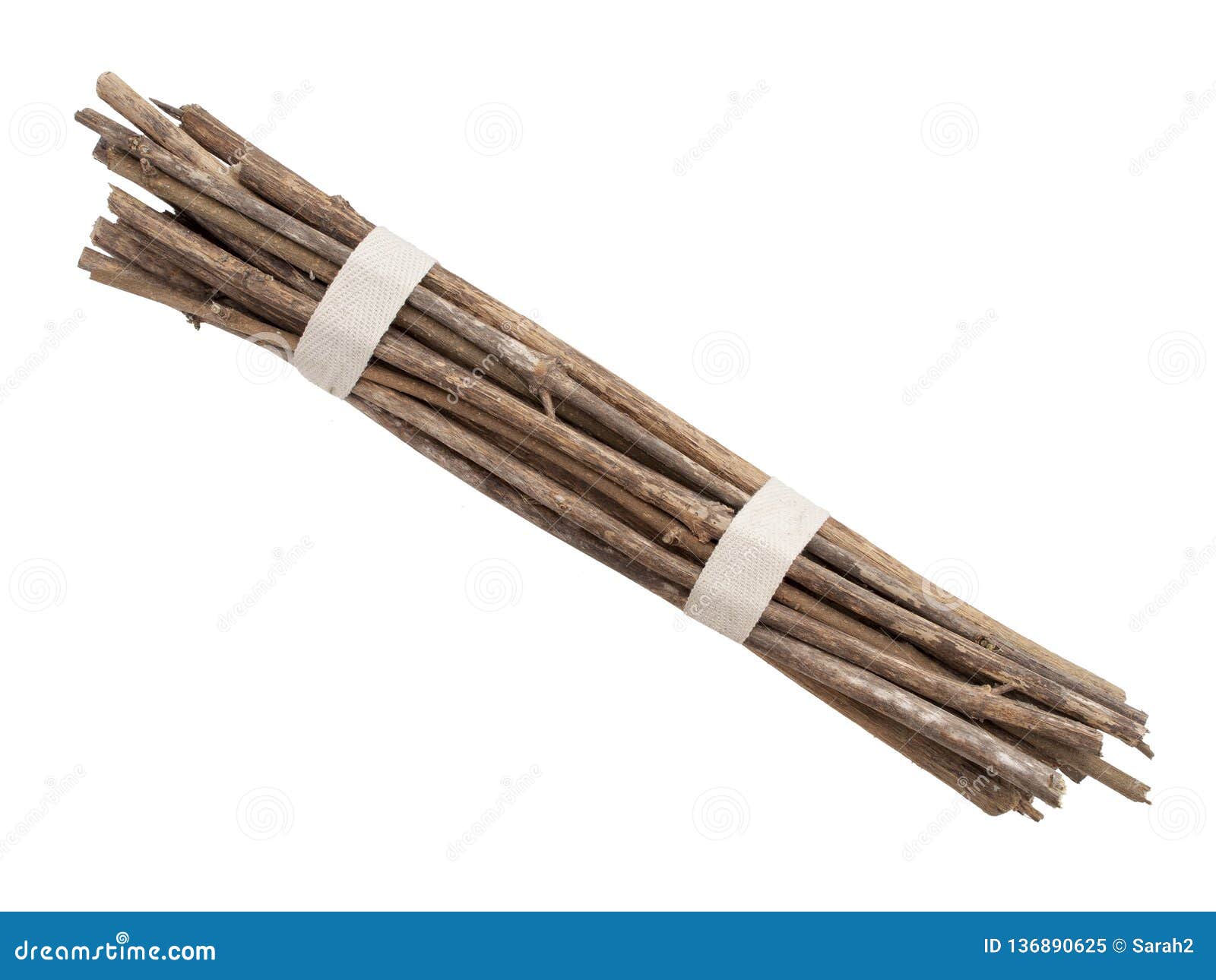 Bundle of Sticks, Twigs, Isolated Over White. Two Ties. Stock Image ...