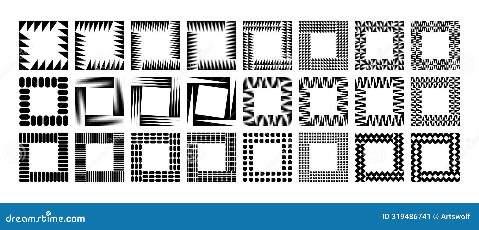 Bundle of Stripe Sharp Line Abstract Shape Square Border Stock ...