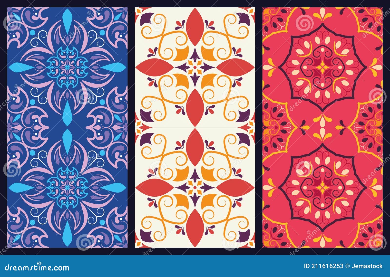 Bundle of Three Art Italian Style Ceramic Backgrounds Stock Vector ...