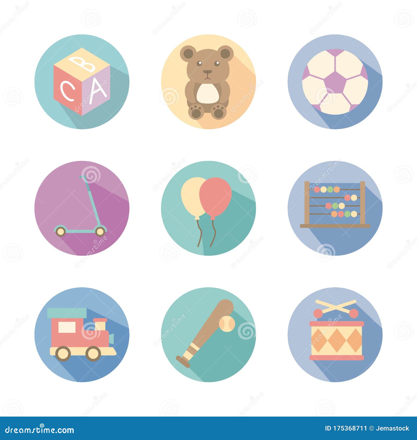 Bundle of toys set icons stock vector. Illustration of surprise - 175368711