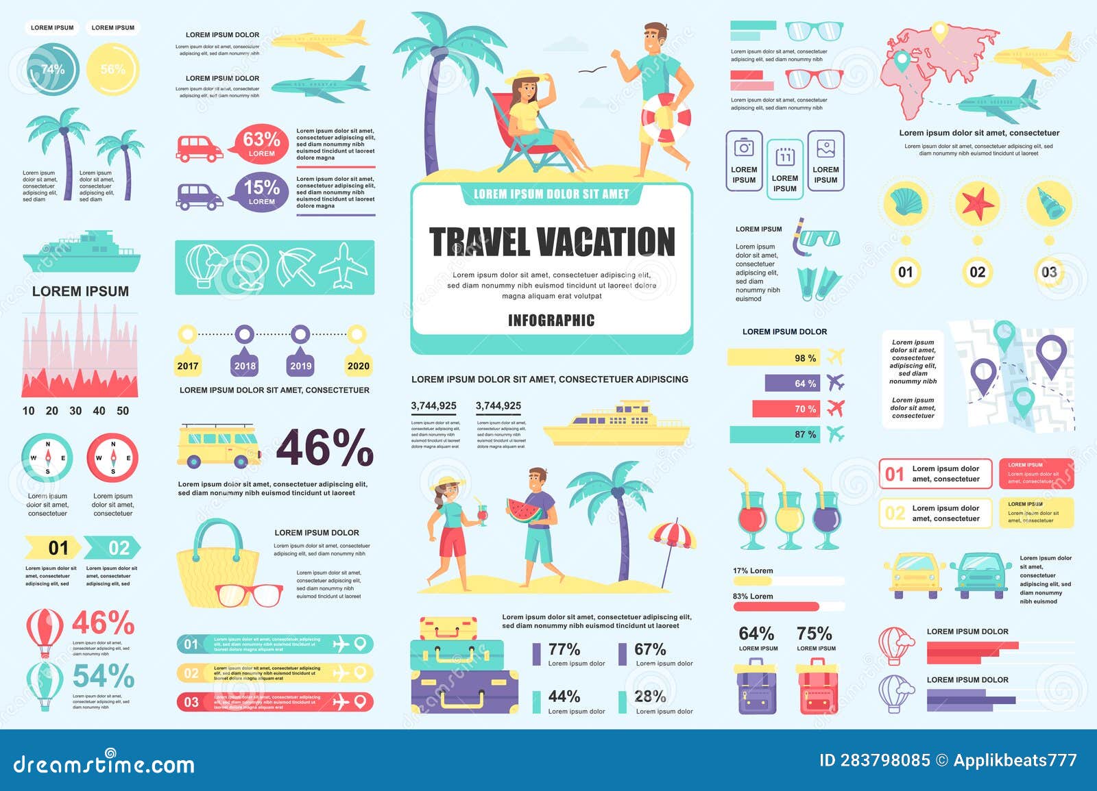 Bundle Travel Vacation Infographics Presentation Slides Template ...