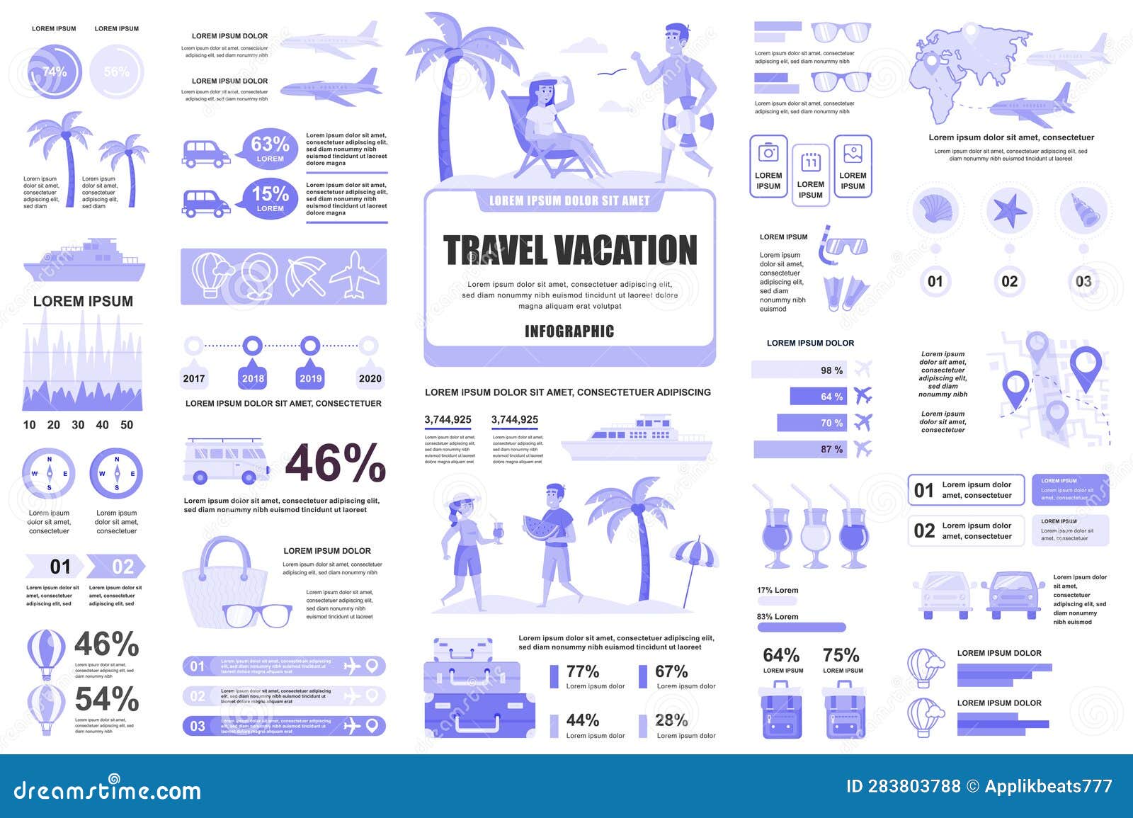 Bundle Travel Vacation Infographic UI, UX, KIT Elements. Different ...