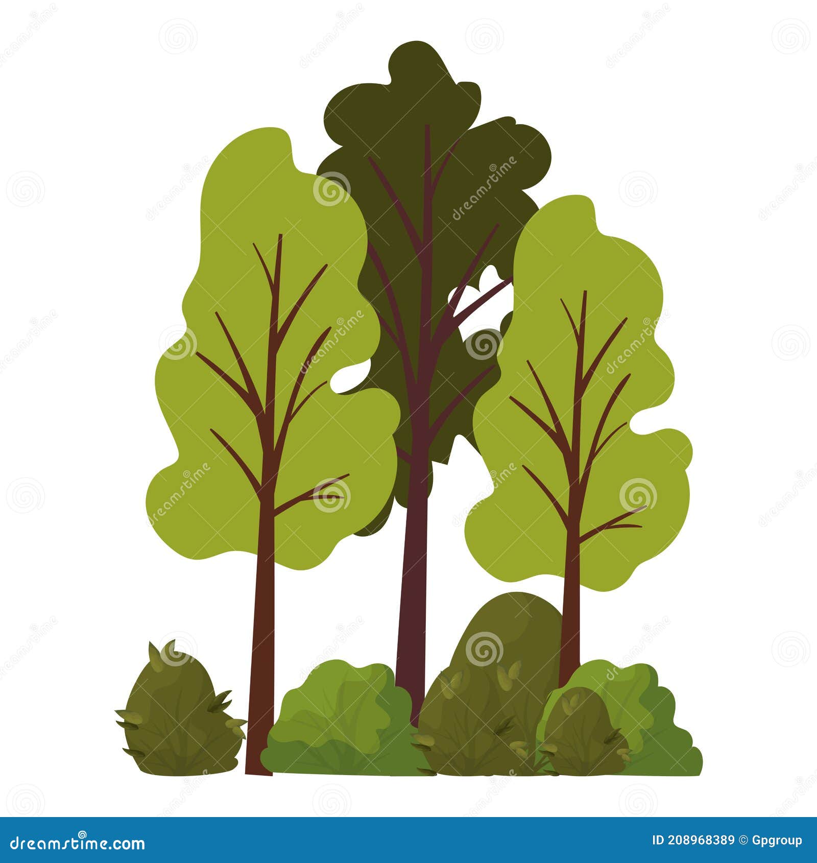 Bundle of Trees on a White Background Stock Vector - Illustration of ...