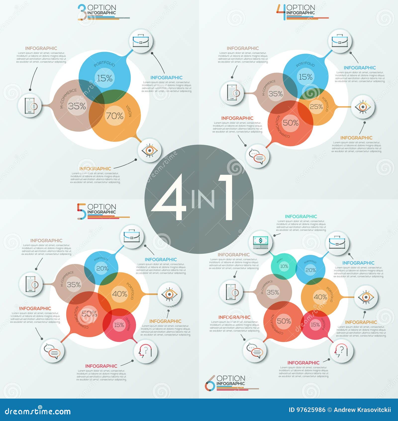 Bundle of 4 Unusual Infographic Design Layouts Stock Vector ...
