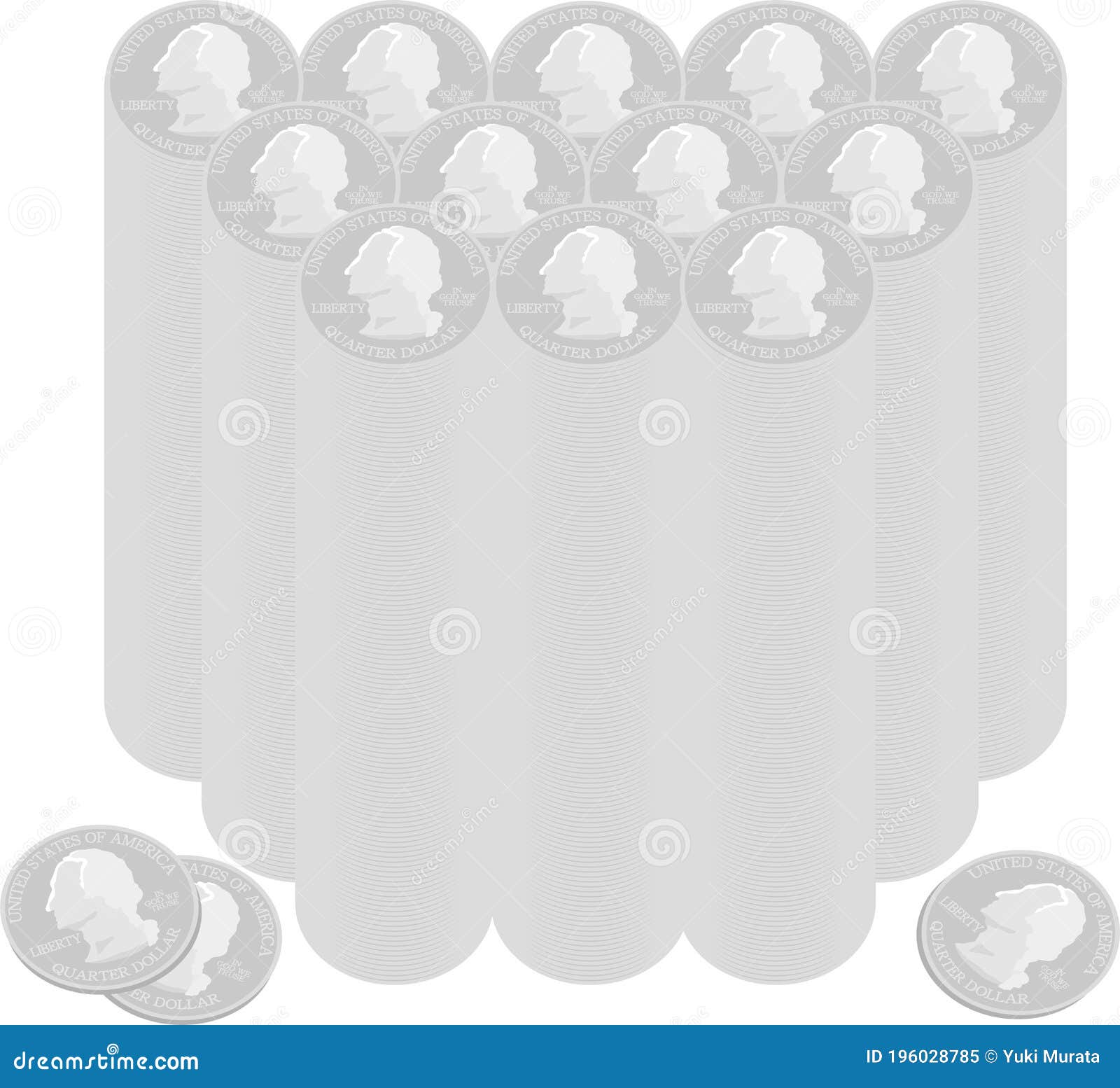 Bundle of US American 25 Cent Coin Stock Vector - Illustration of ...