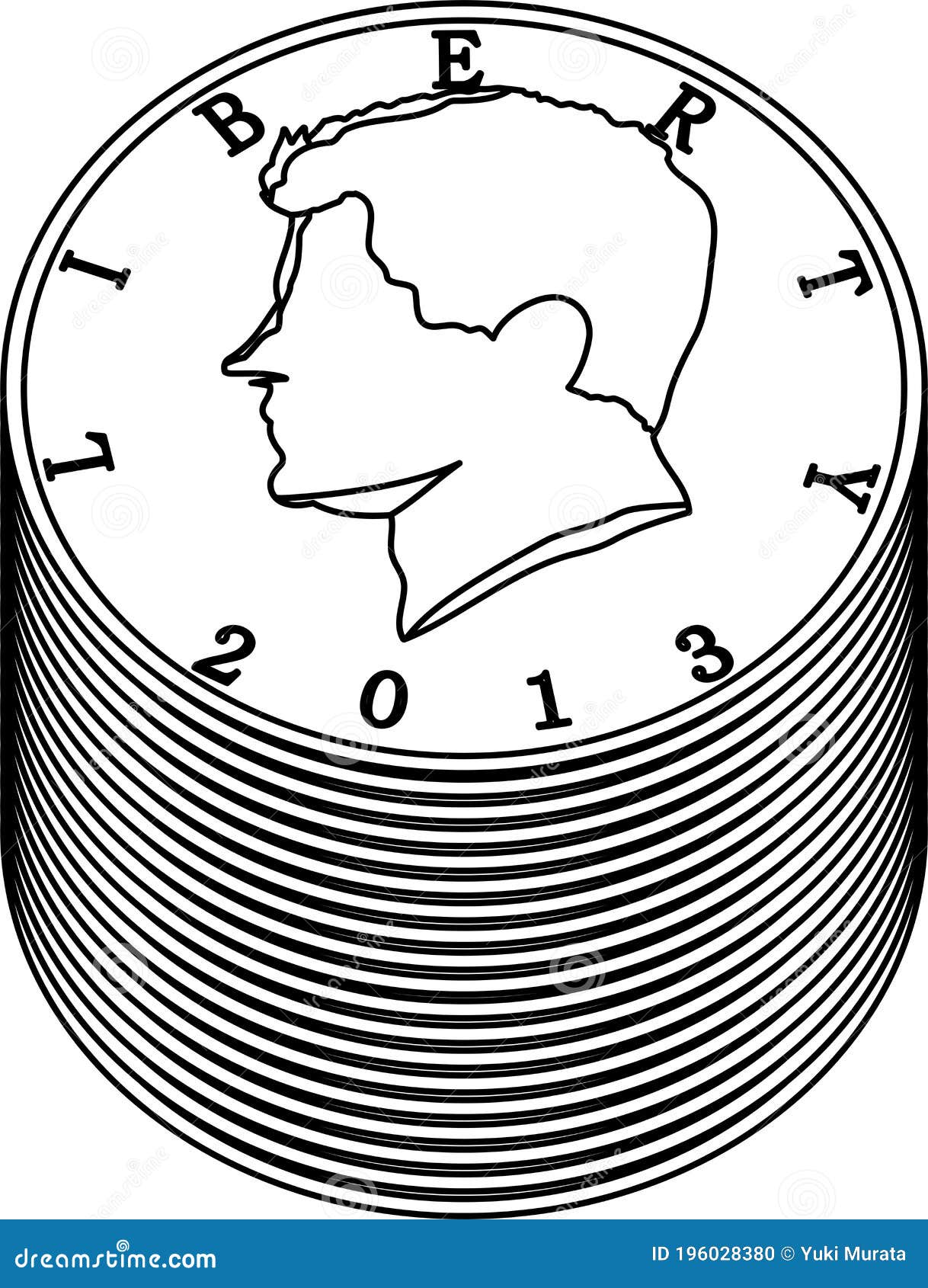 Bundle of US American 50 Cent Coin Outline Stock Illustration ...