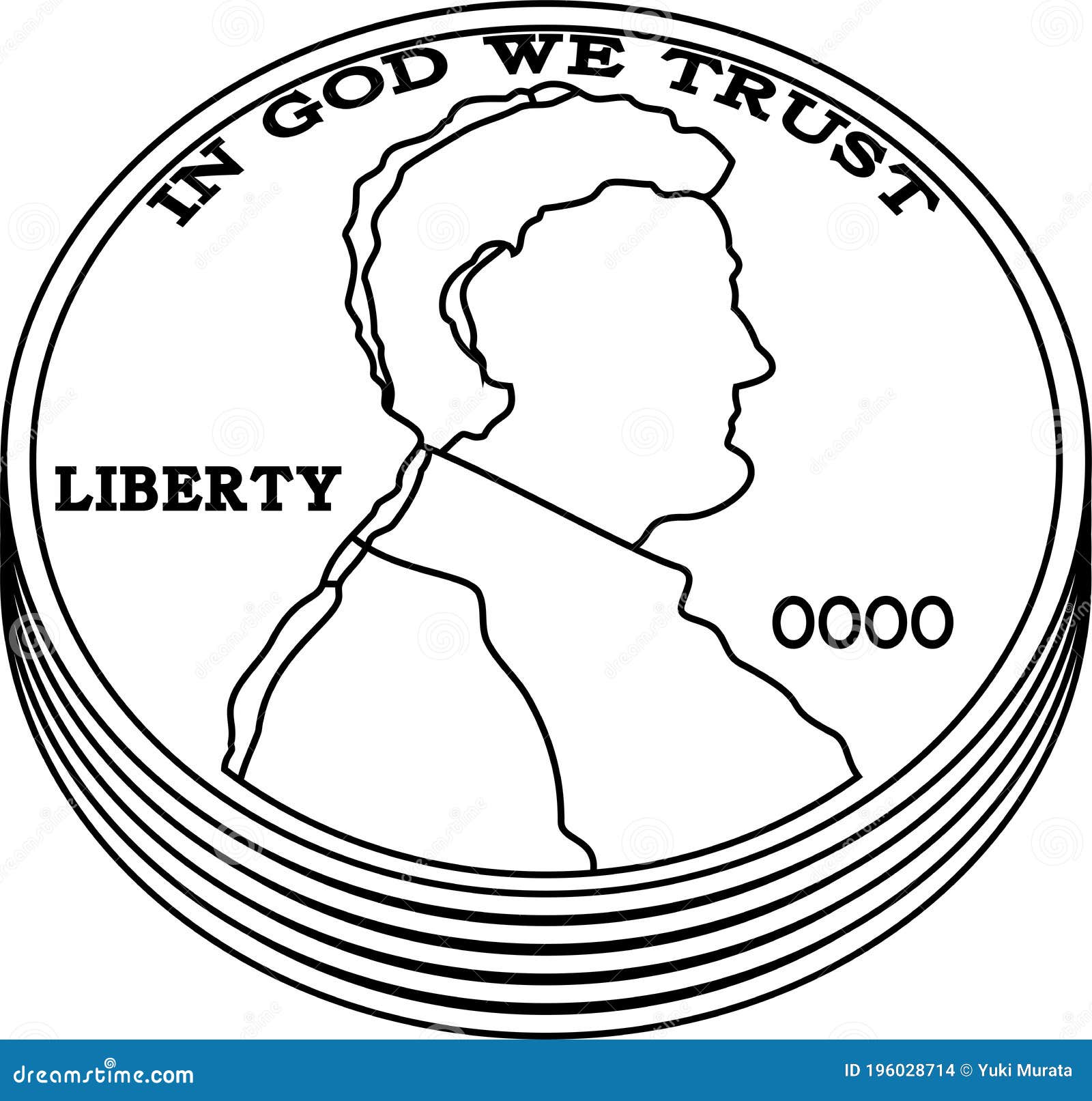 Bundle of US American 1 Cent Coin Outline Stock Vector - Illustration ...