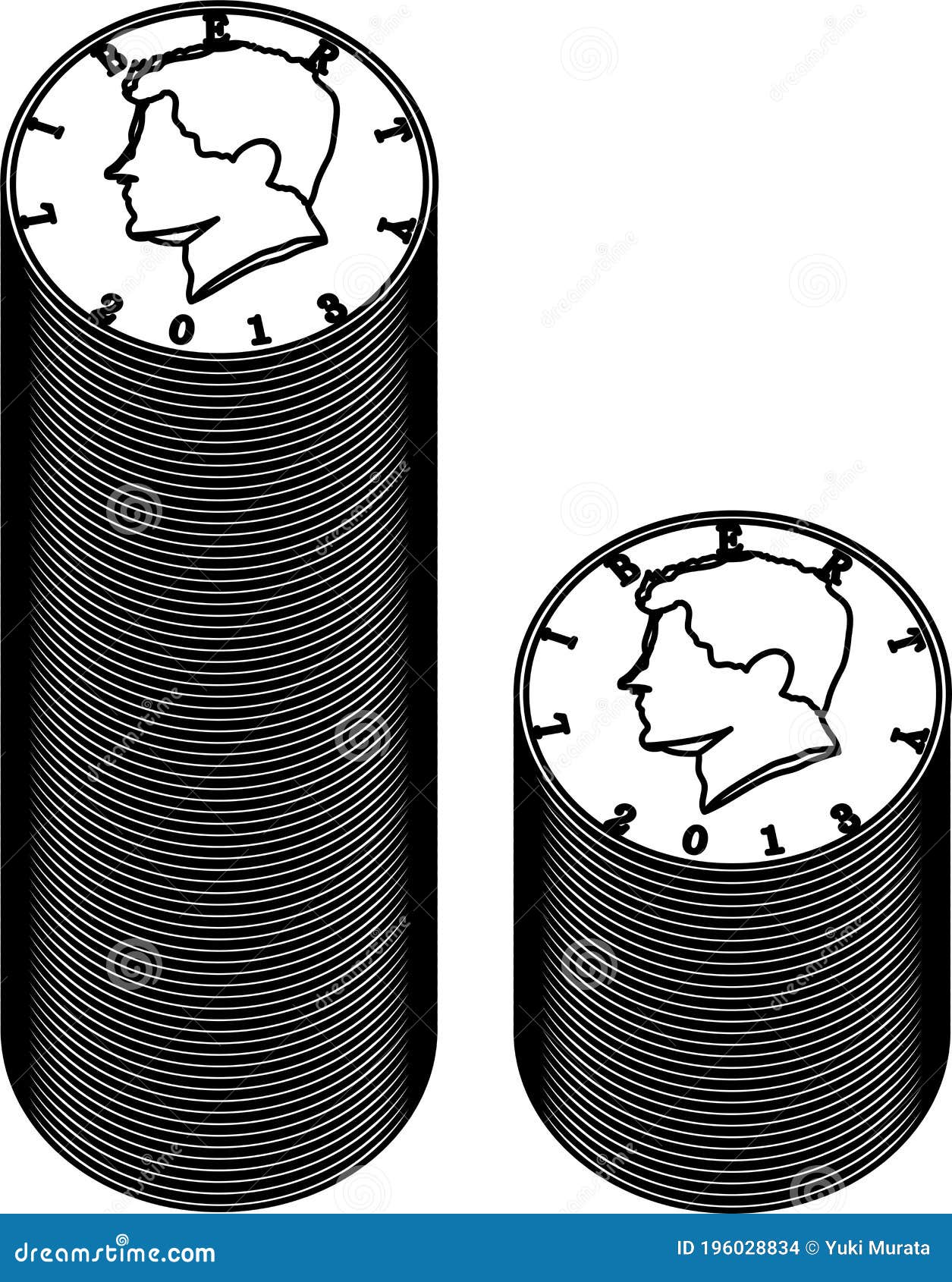 Bundle of US American 50 Cent Coin Outline Stock Vector - Illustration ...