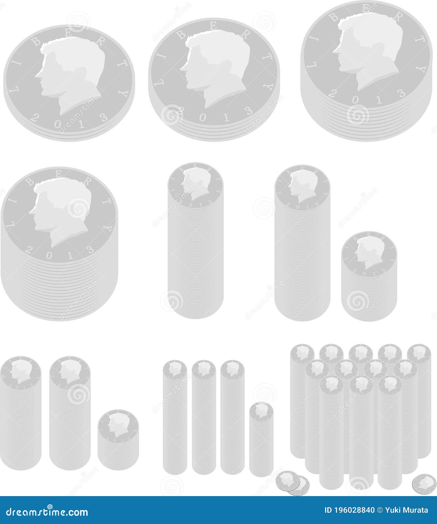 Bundle of US American 50 Cent Coin Set Stock Vector - Illustration of ...