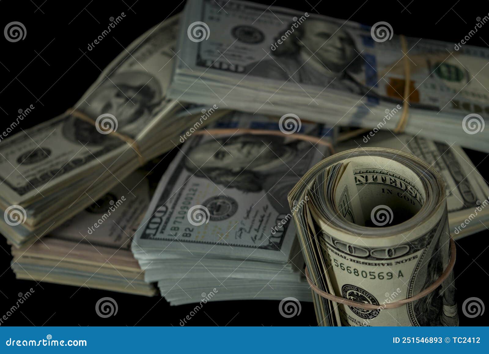 Bundle of US dollar bills stock image. Image of green - 251546893