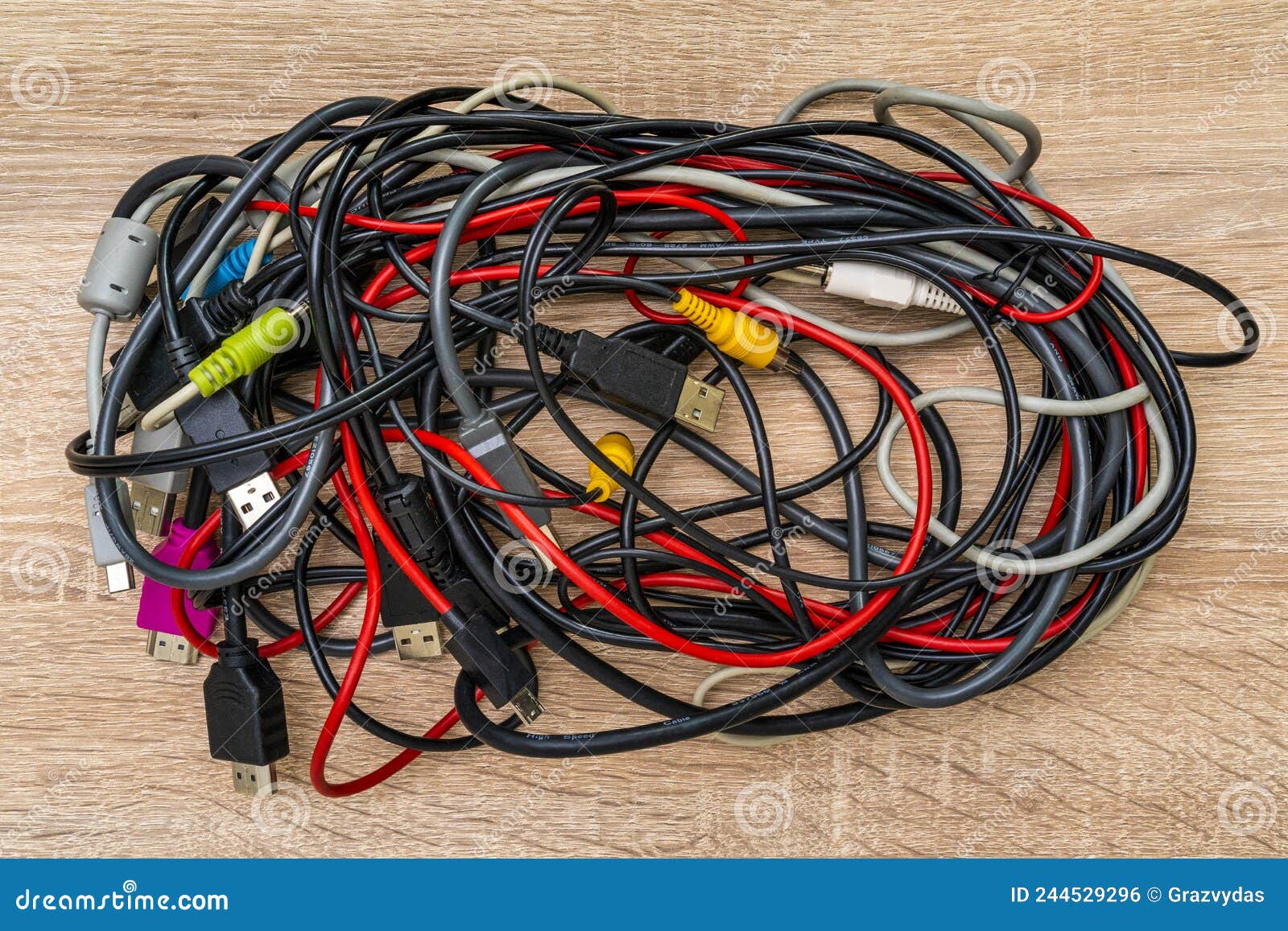 Bundle of various cables stock photo. Image of cord - 244529296