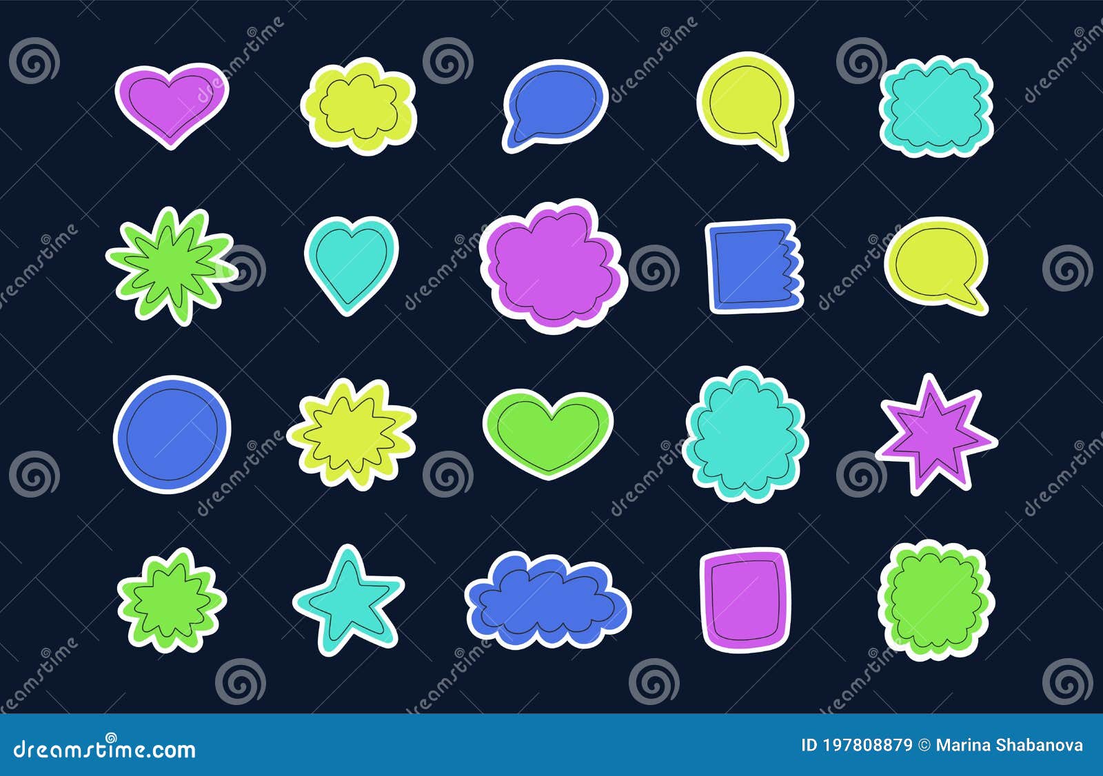 Bundle of Various Colorful Stickers Stock Vector - Illustration of idea ...