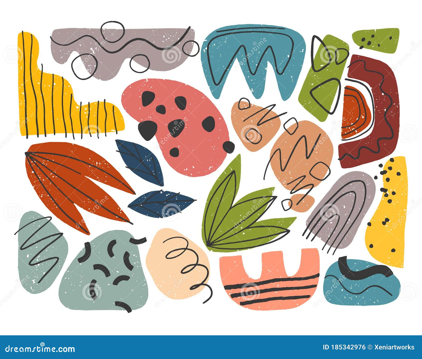 Bundle of Vector Colorful Hand Drawn Organic Shapes,doodles,elements ...