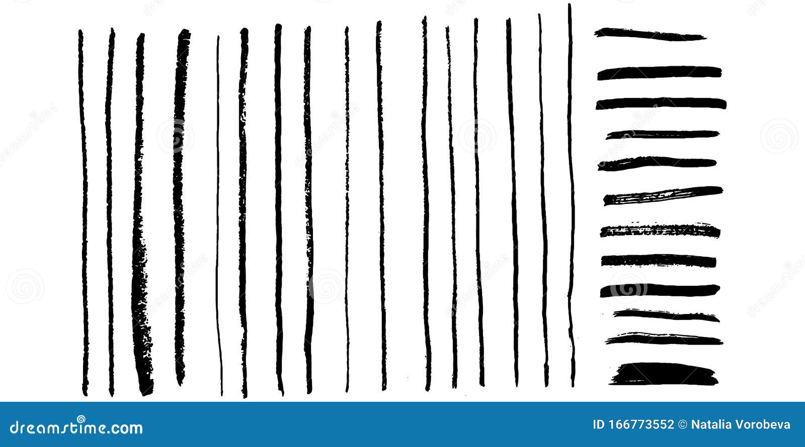 Bundle of Vertical and Horizontal Black Brush Strokes, Paint Traces ...