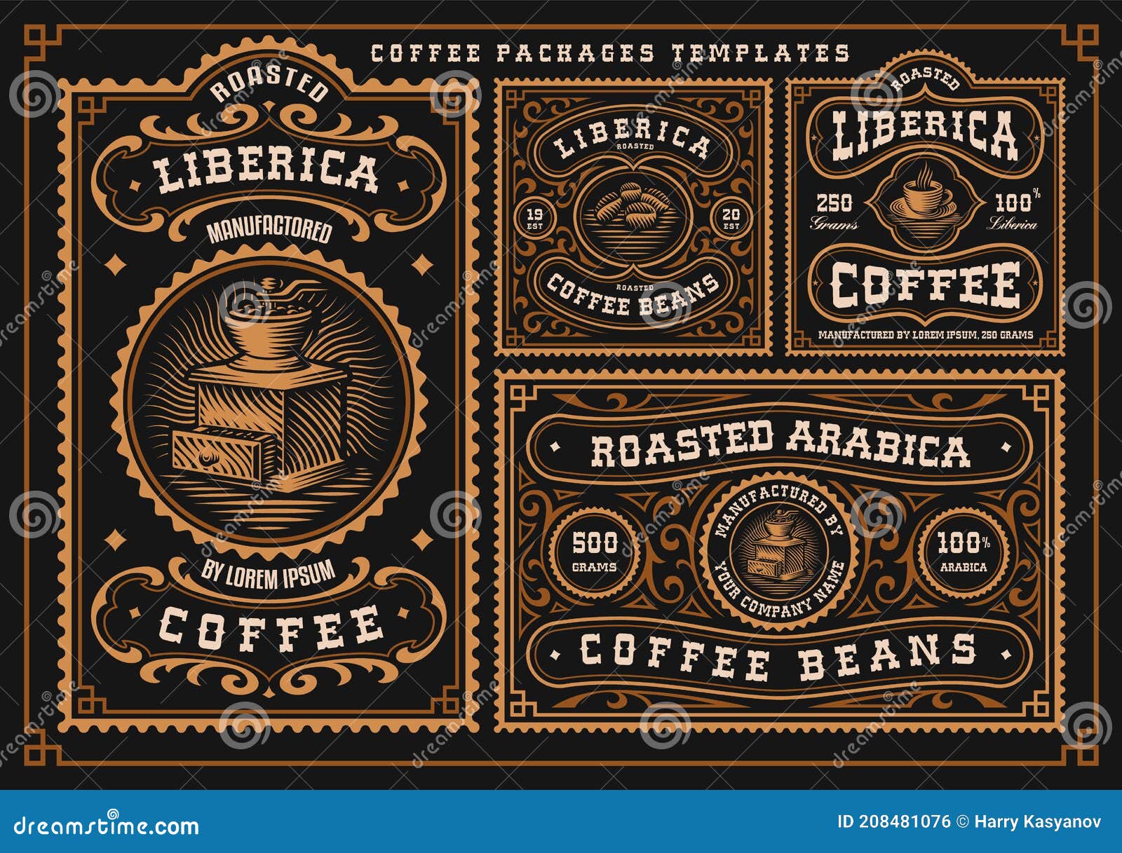 A Bundle of Vintage Coffee Labels Stock Vector - Illustration of ...