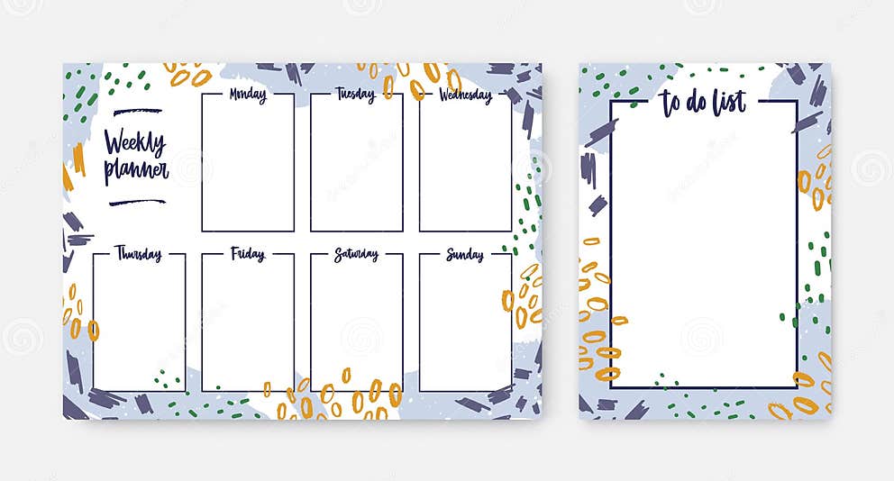 Bundle of Weekly Planner and To-do-list Templates with Frame Decorated ...