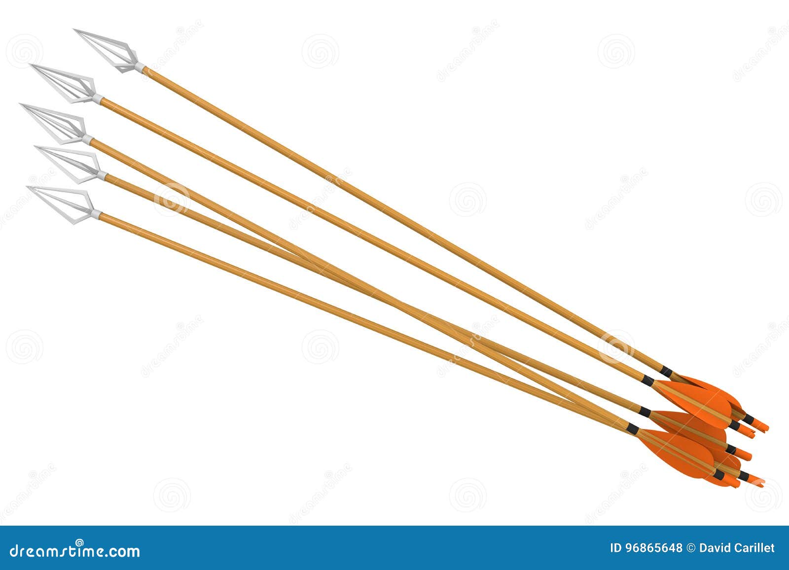 Bundle of Wooden Arrows with Sharp Arrowheads on a White Background, 3D ...