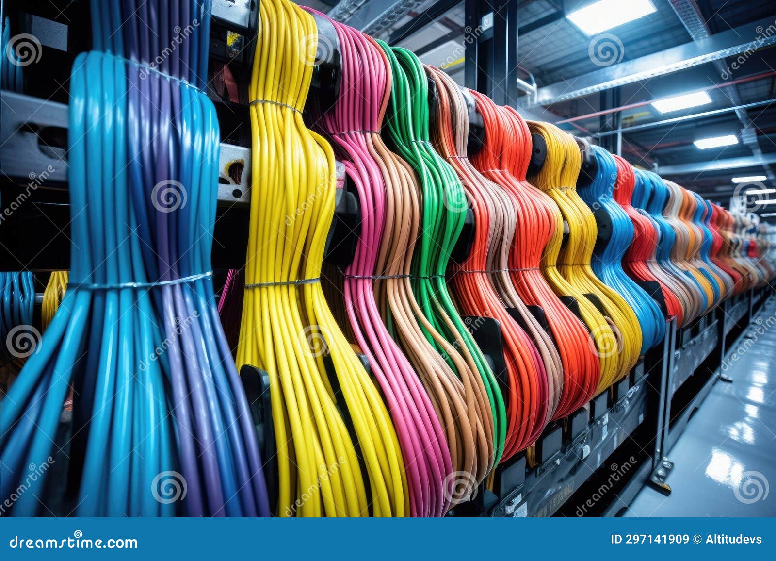 Bundled Telecom Cables in a Data Center Stock Image - Image of internet ...
