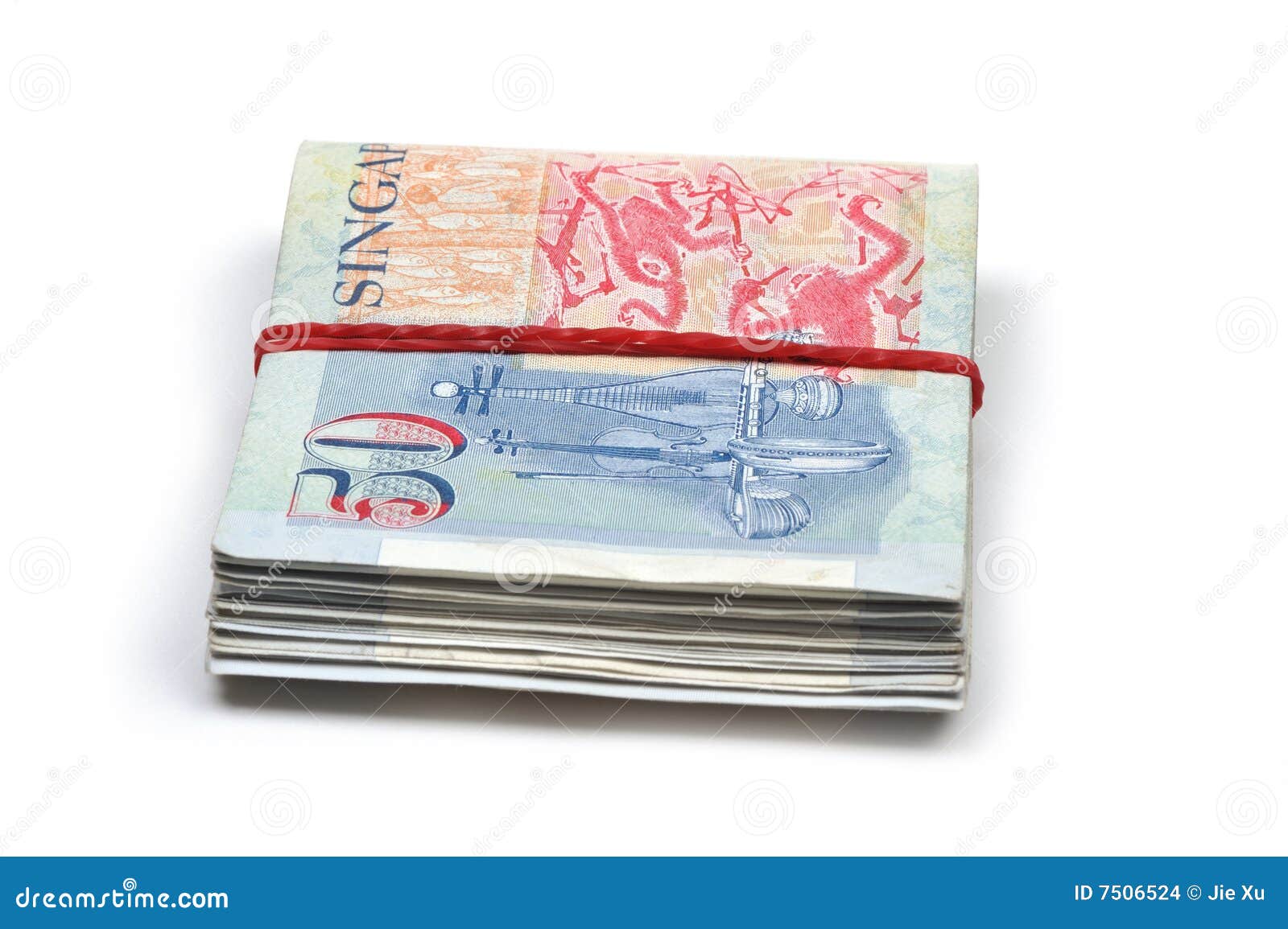 A Bundled Up Stack of Singapore Dollars Stock Photo - Image of exchange ...