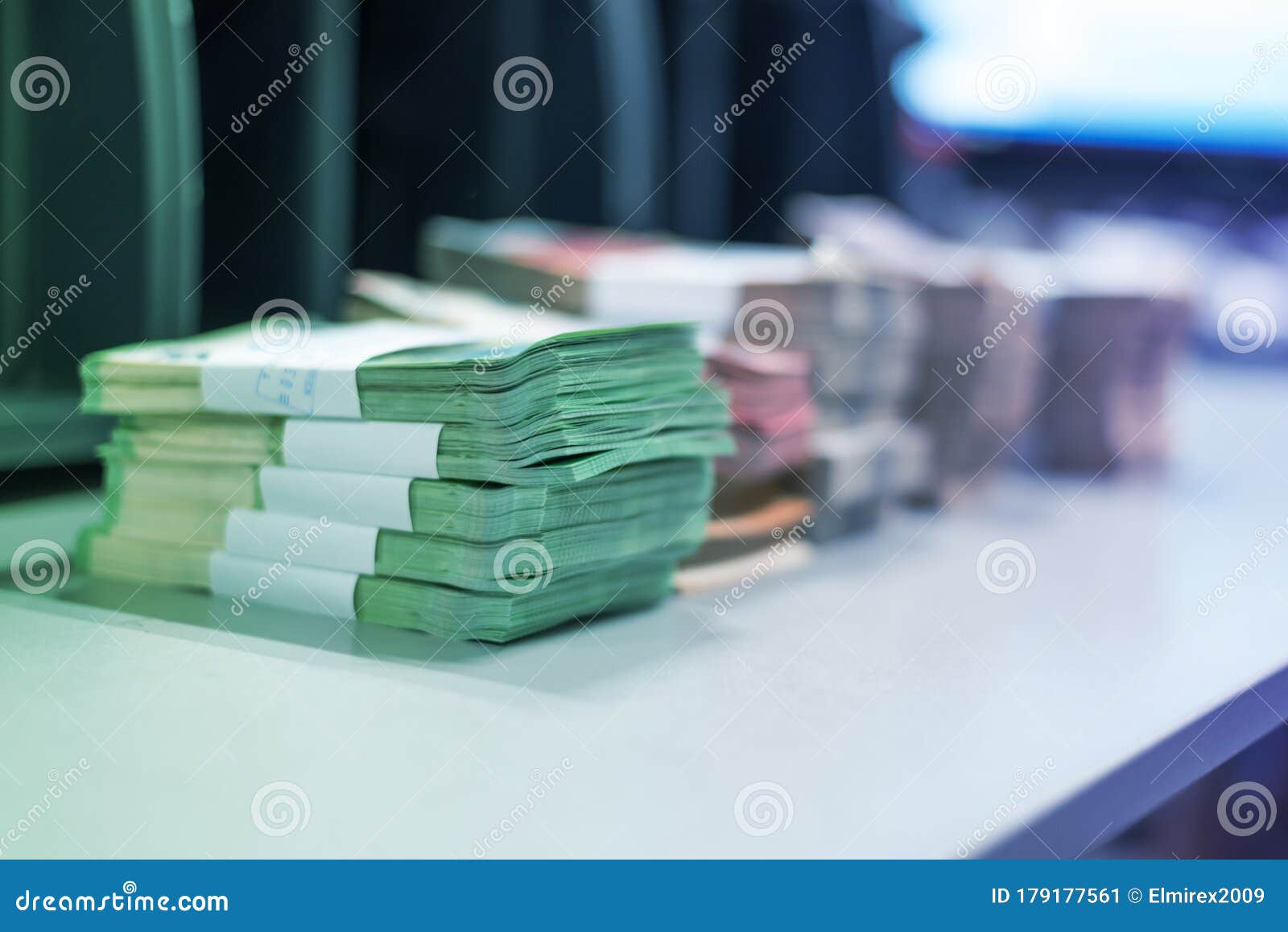 Bundles of Banknotes Divided into Groups with Currency Straps Placed on ...