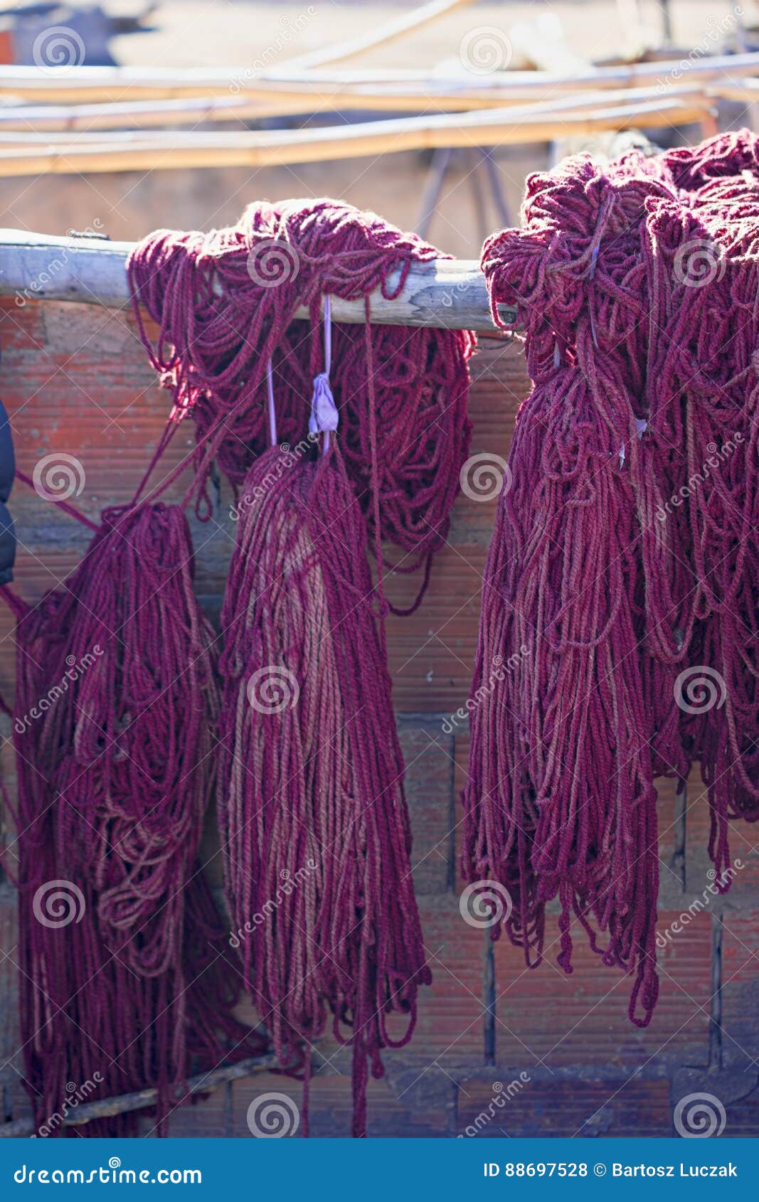 Bundles of Dyed Wool Drying Stock Photo - Image of industry, colour ...