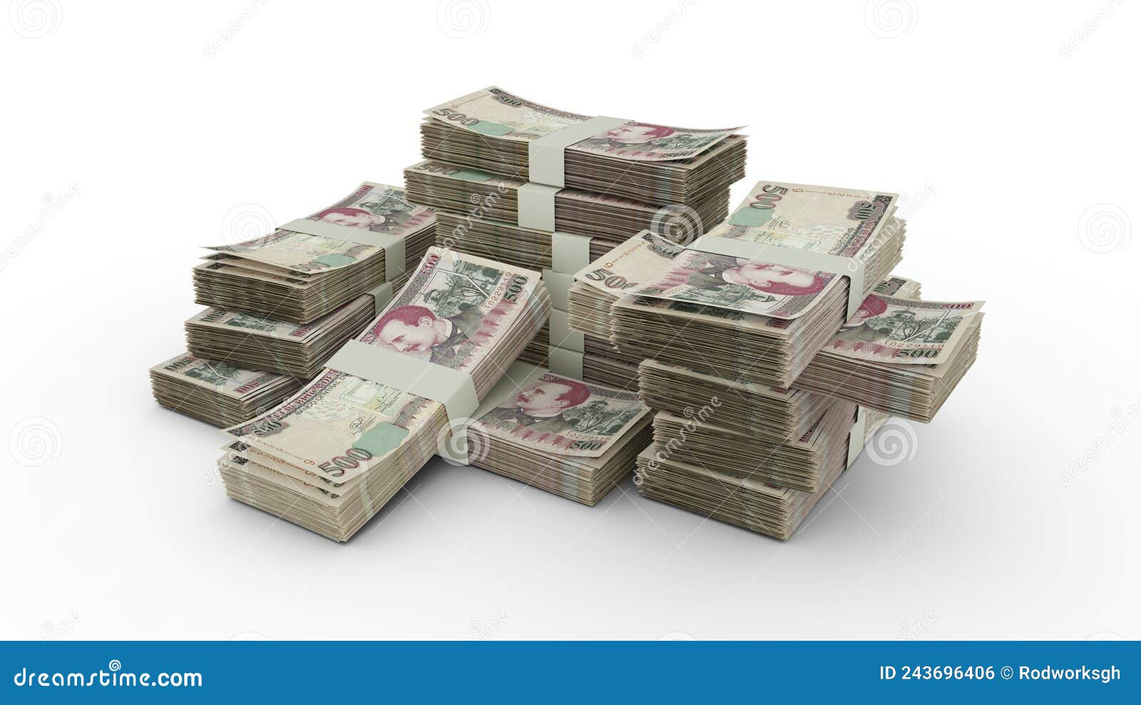 Stack Of 500 Honduran Lempira Notes Isolated On White Background ...