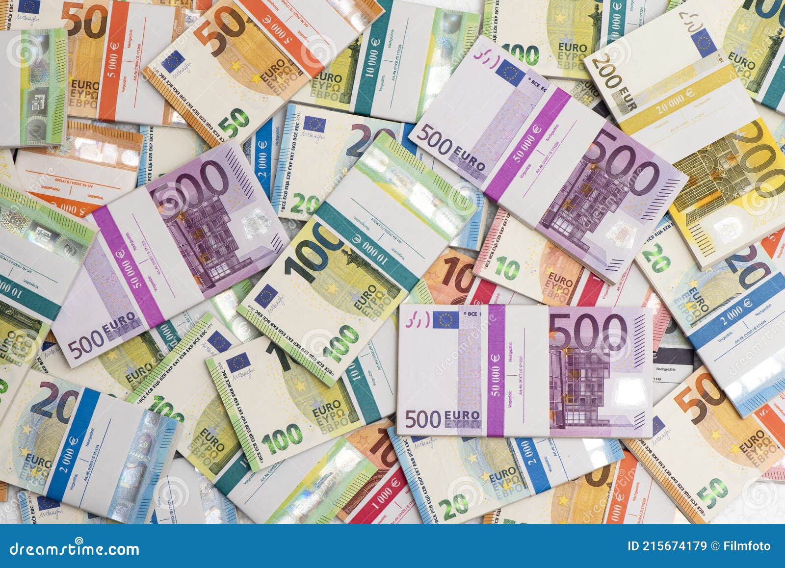 Bundles of Many Euro Banknotes Stock Image - Image of financing, fund ...