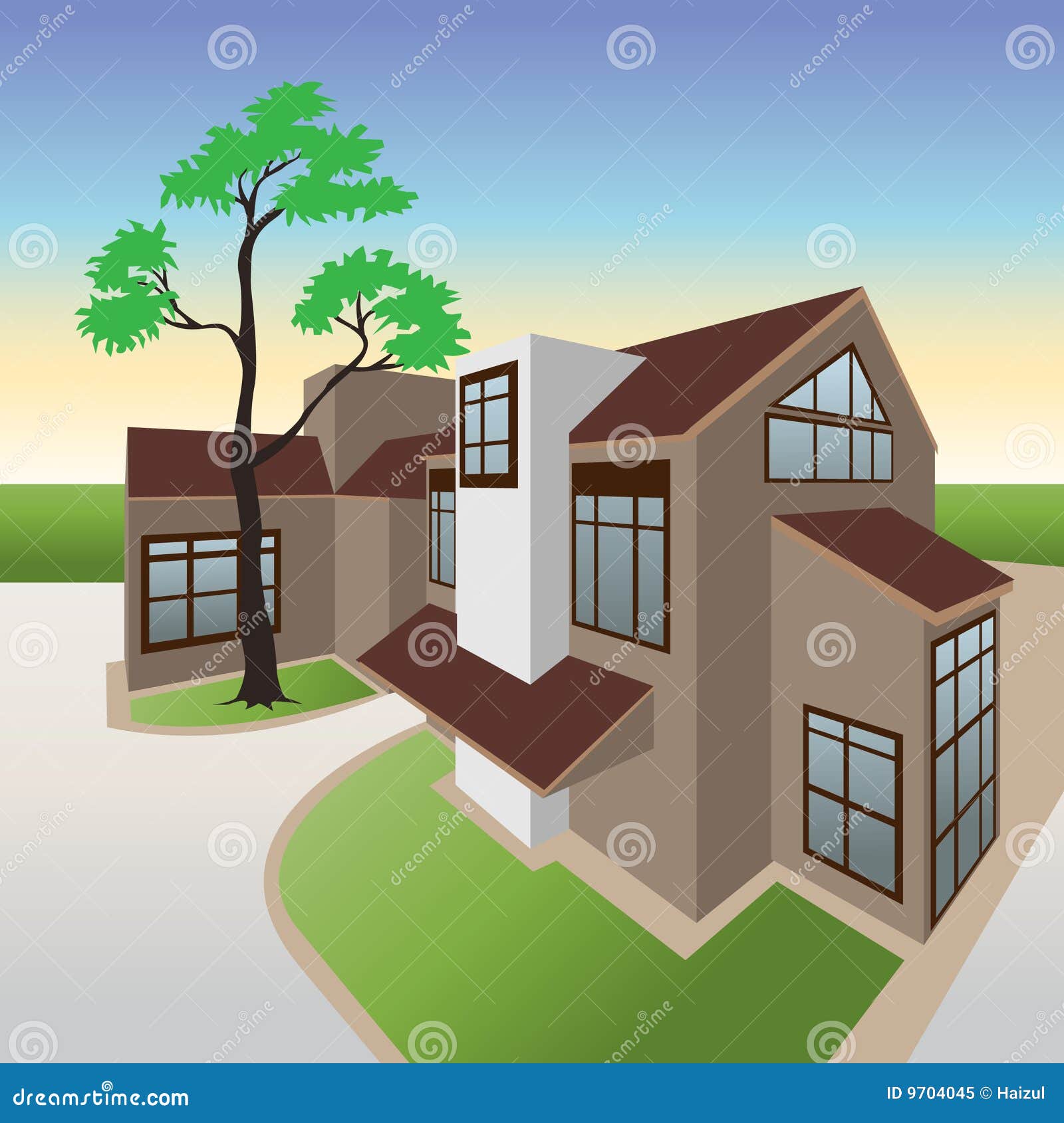 Bungalow stock vector. Illustration of urban, villa, roof - 9704045