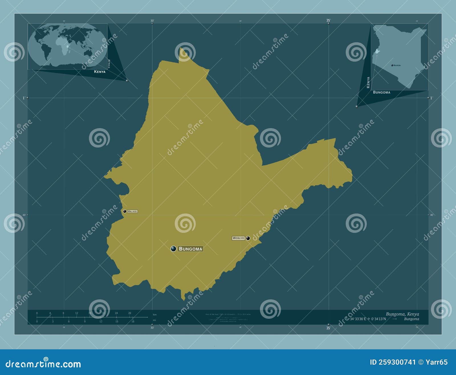 Bungoma, Kenya. Solid. Labelled Points of Cities Stock Illustration ...