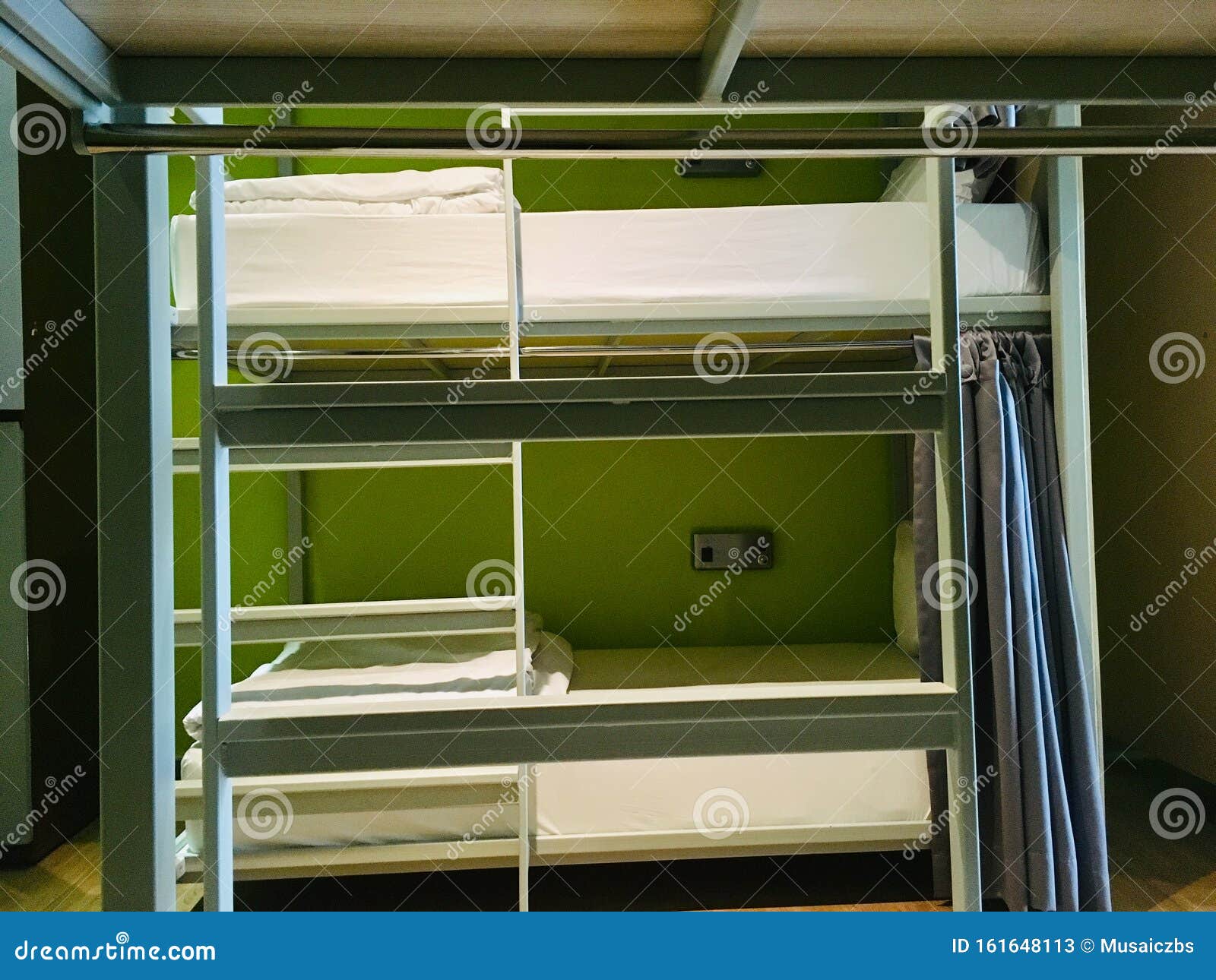 Bunk bed in bedroom hostel stock image. Image of business - 161648113