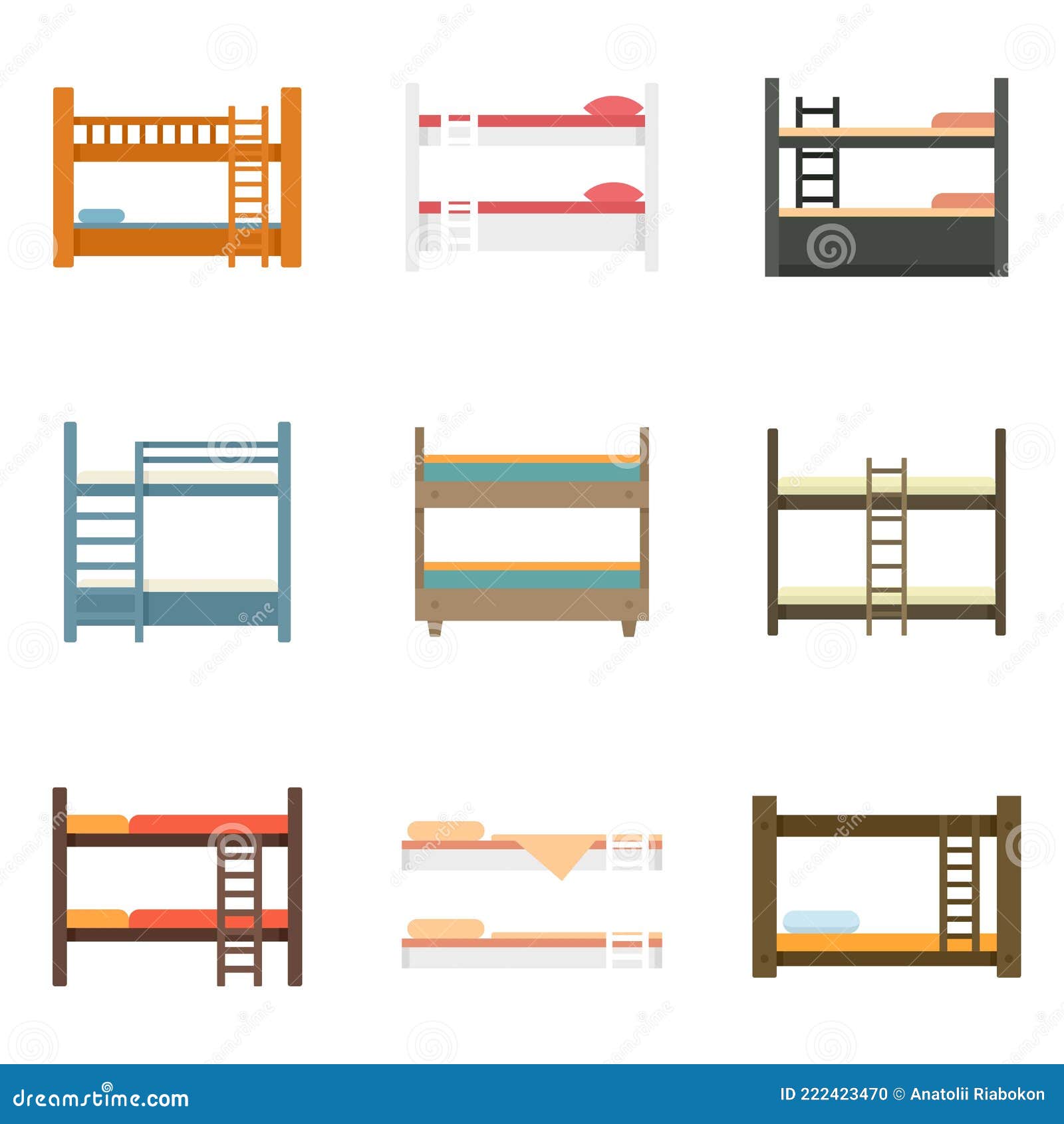 Bunk Vector Icon In 6 Different Modern Styles. Black, Two Colored Bunk Icons Designed In Filled ...