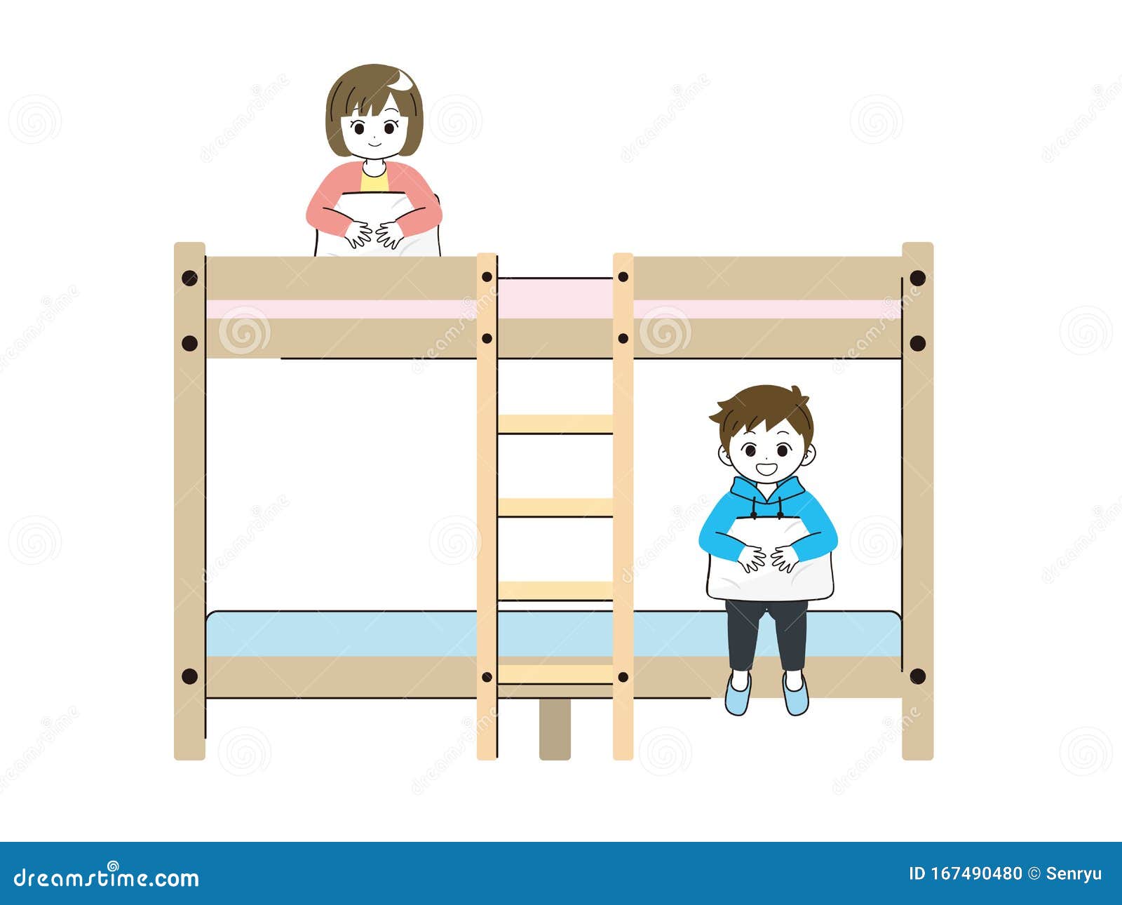 Bunk bed stock vector. Illustration of human, happy - 167490480
