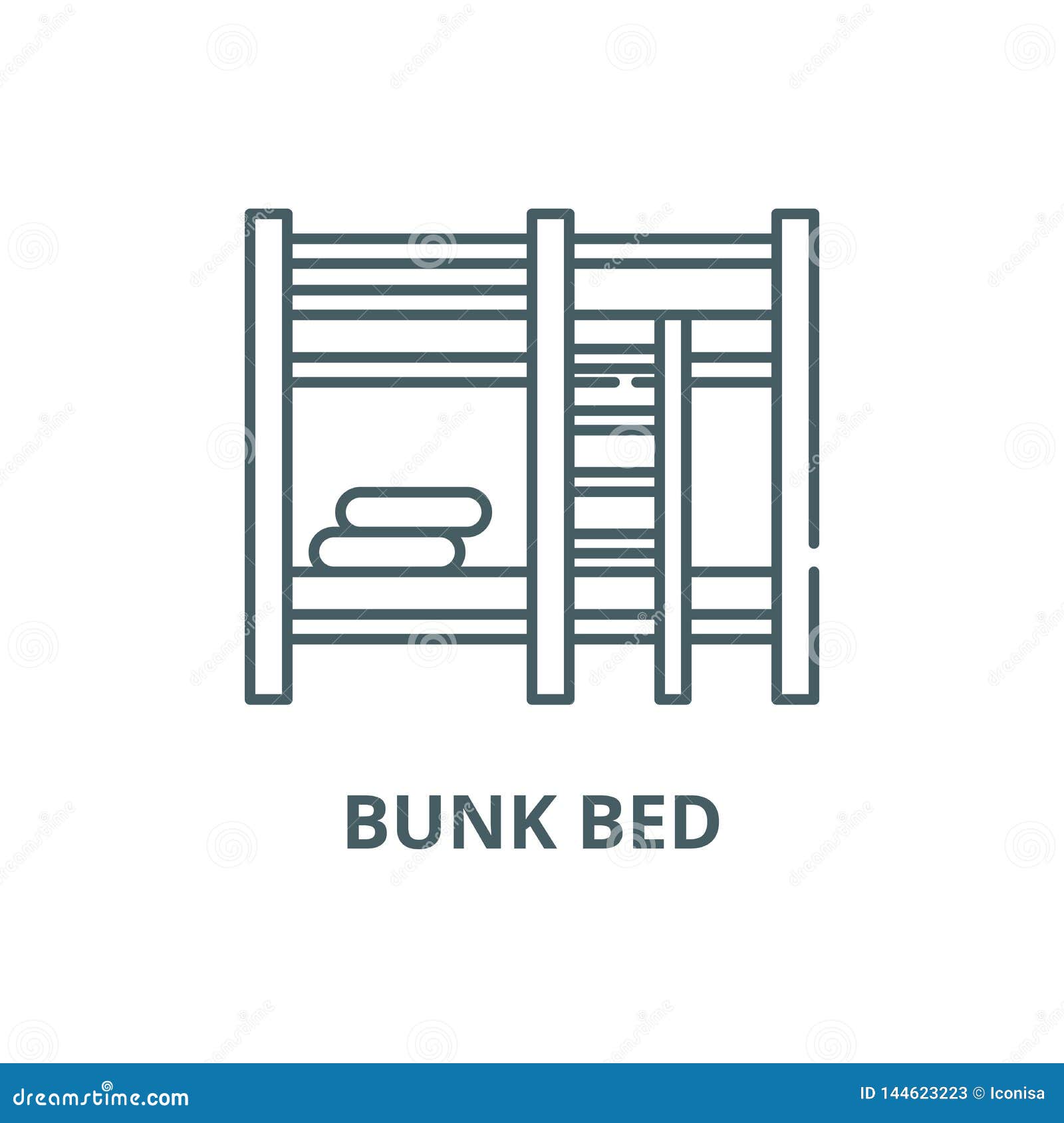 Bunk Bed Line Icon, Vector. Bunk Bed Outline Sign, Concept Symbol, Flat ...