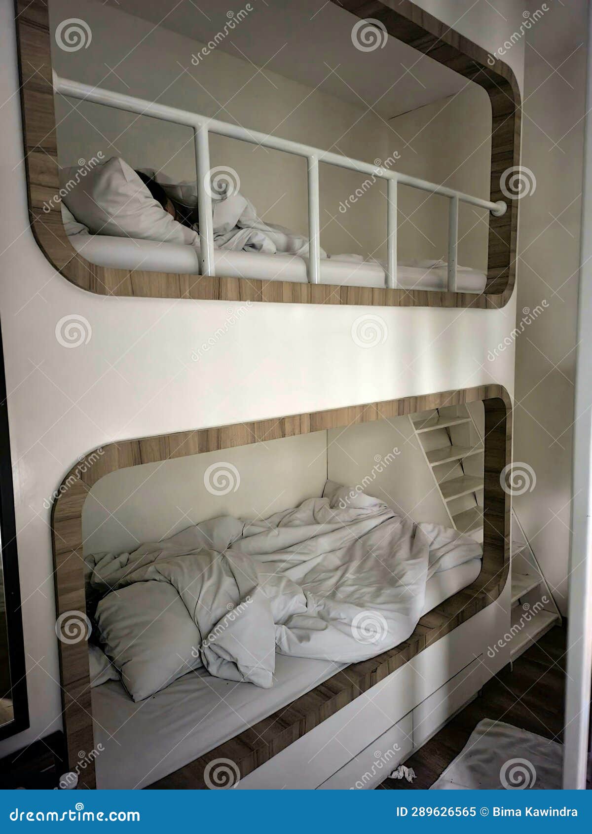 Bunk bed after sleep stock image. Image of blankets - 289626565