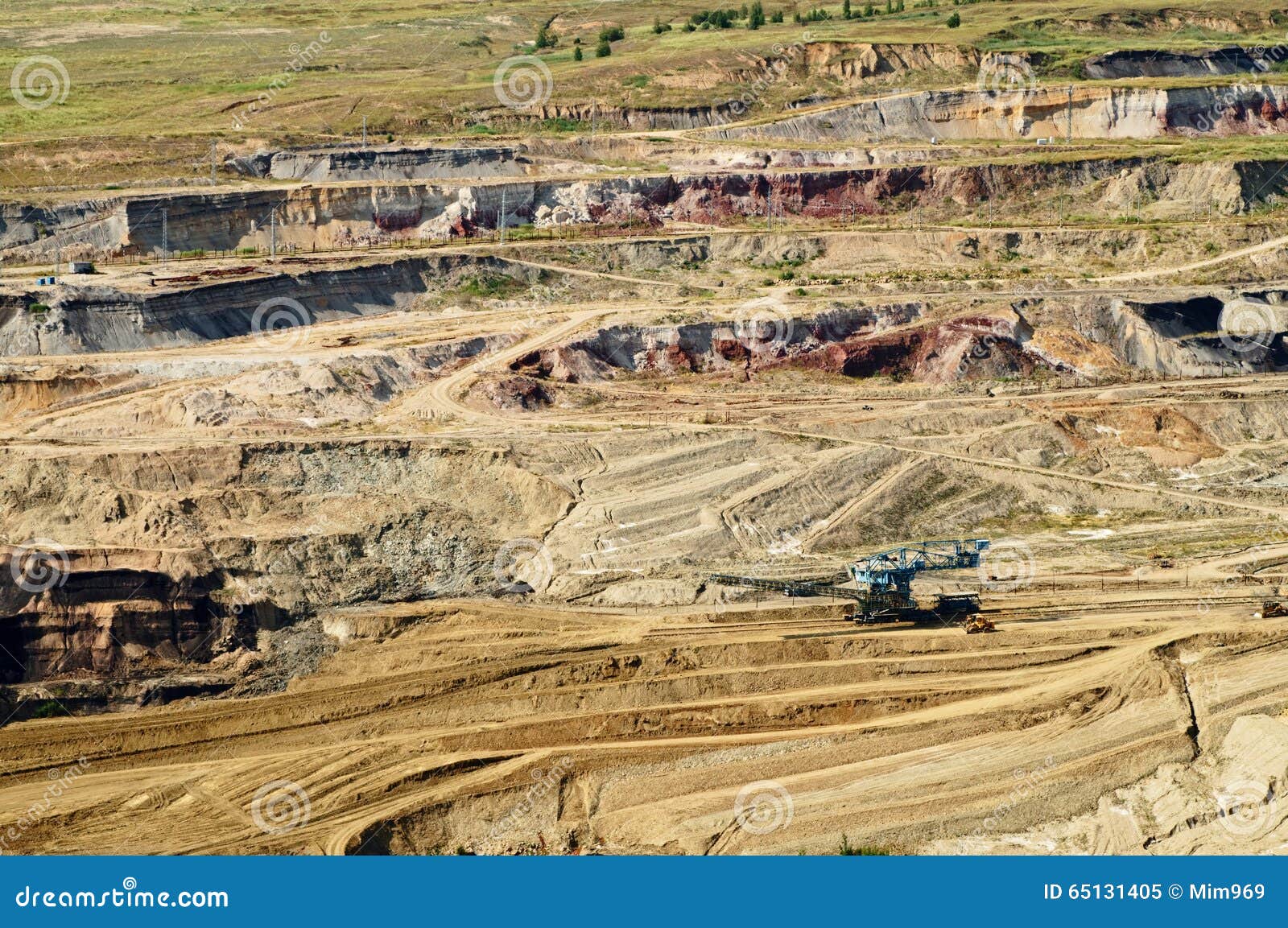 Bunk Wall Surface Mine with Exposed Colored Minerals and Brown Coal ...